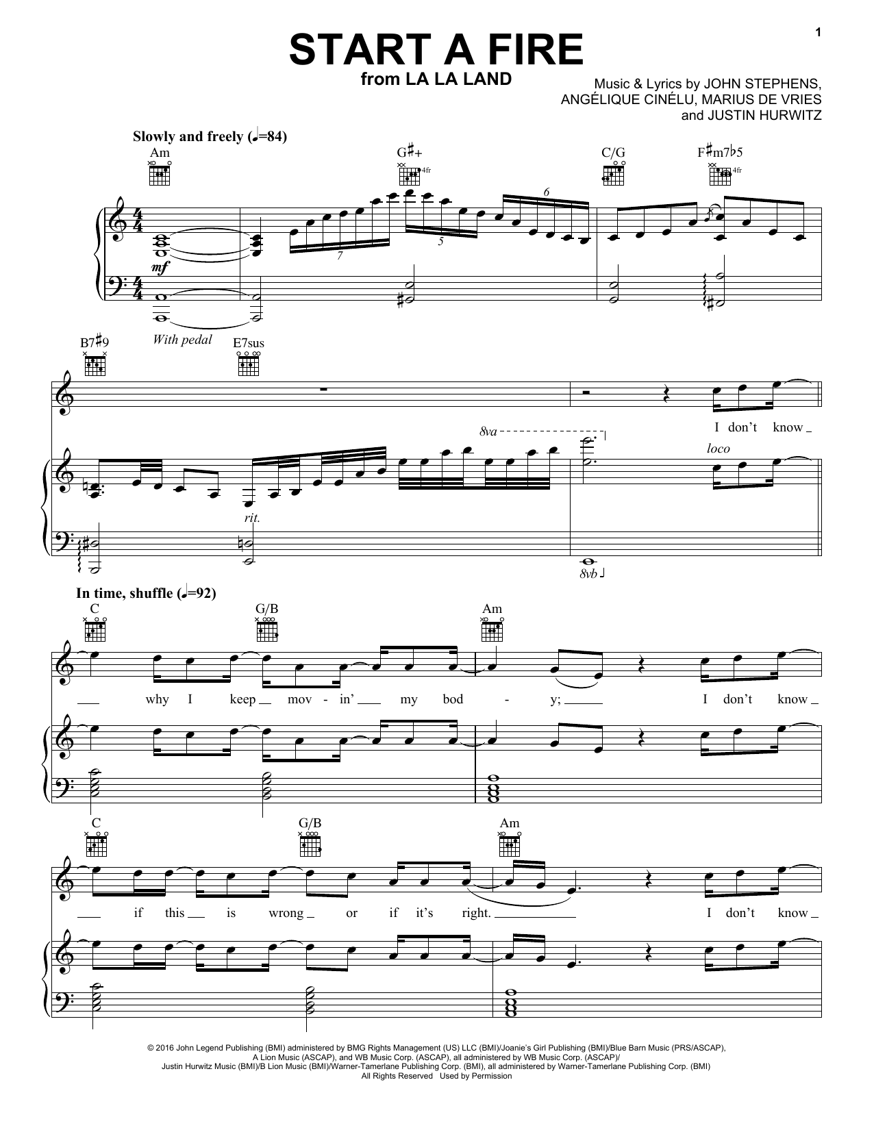 Start A Fire by John Legend Sheet Music for Piano PlayAlong at Sheet ...