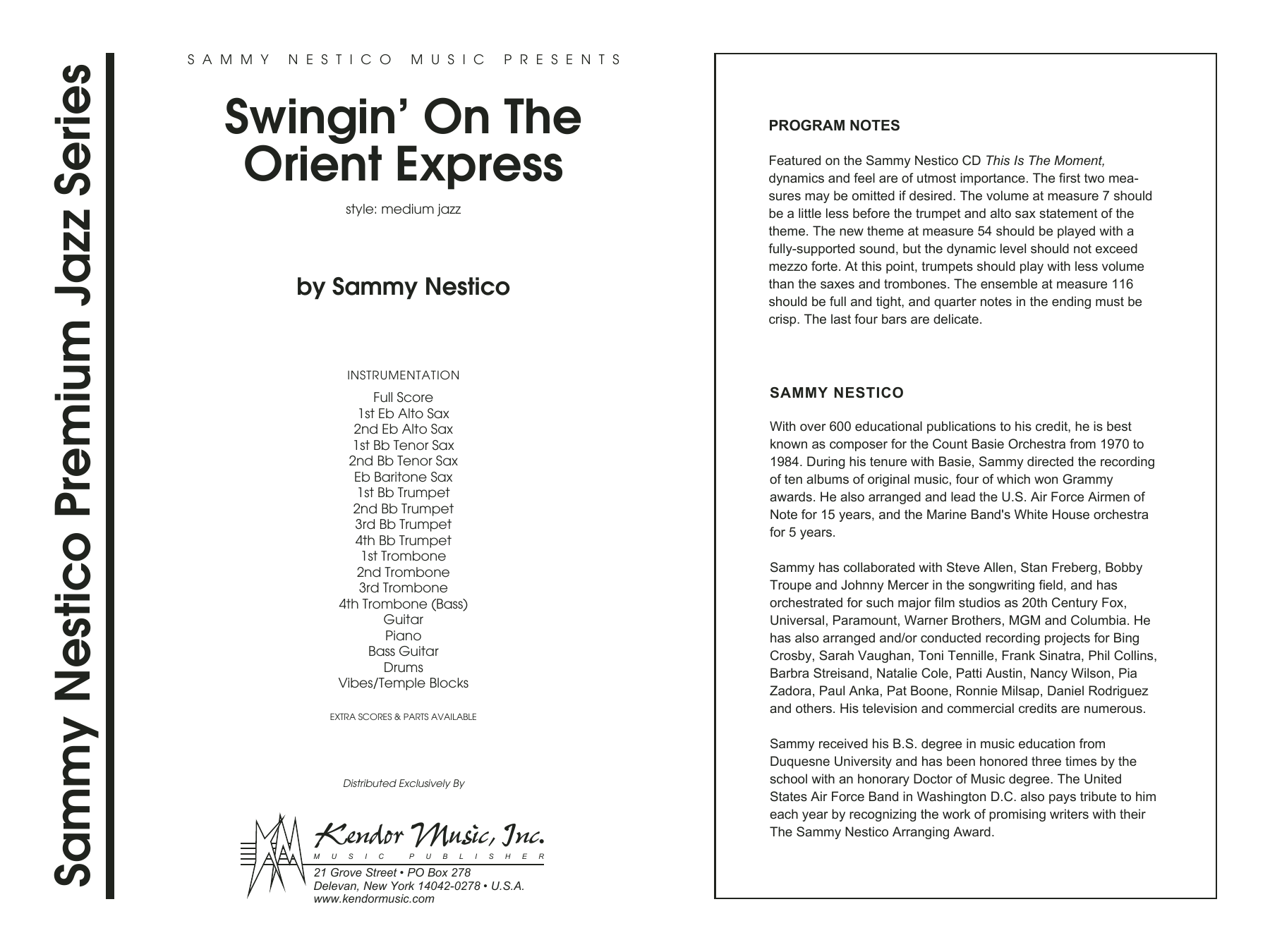Swingin' On The Orient Express - Full Score Sheet Music | Sammy Nestico ...