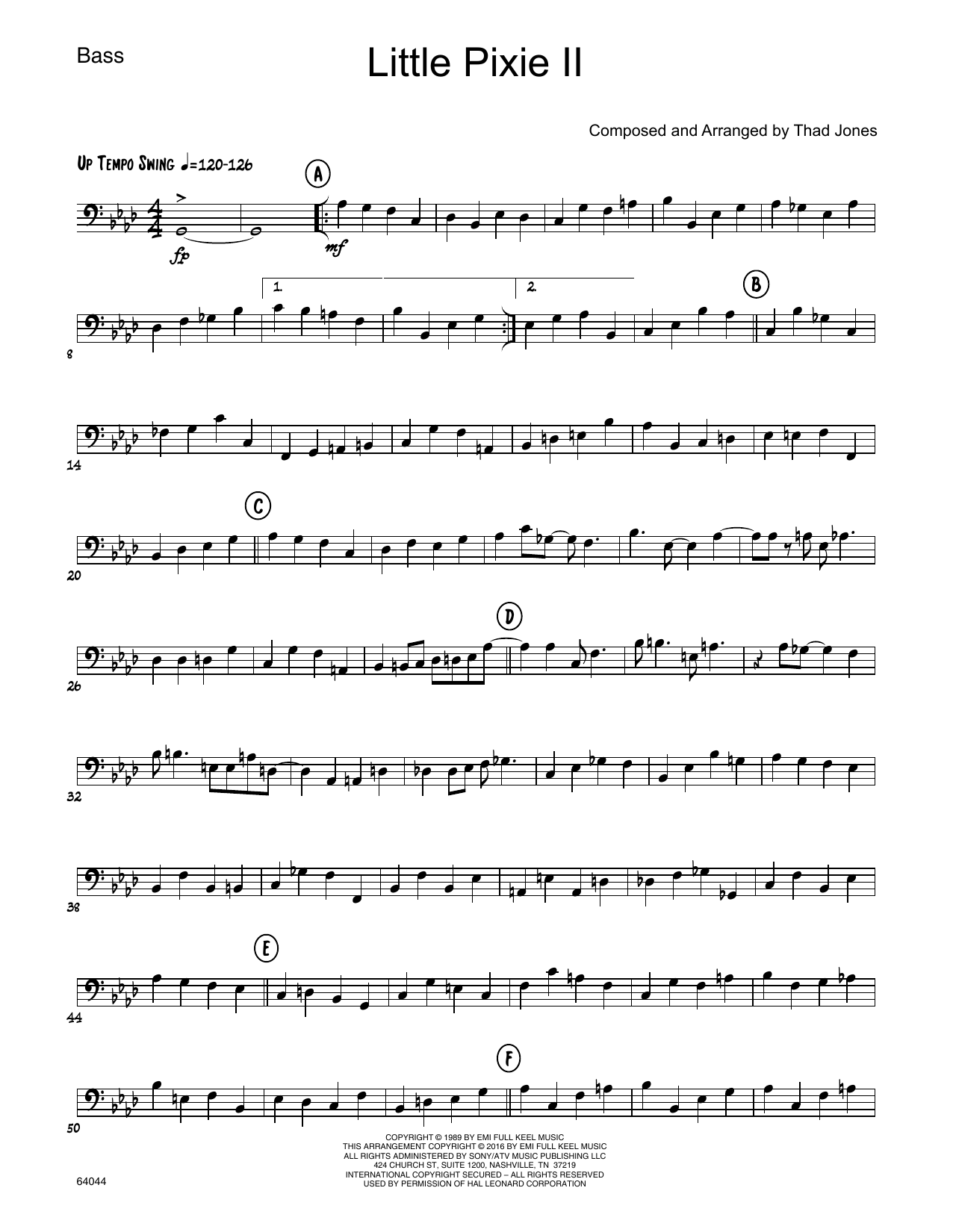 Little Pixie II - Bass Noten | Thad Jones | Jazzensemble