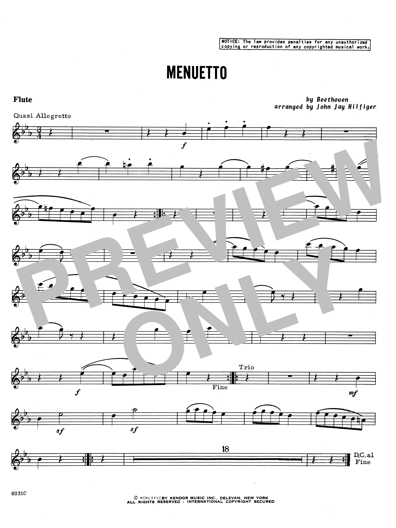 Menuetto - Flute Sheet Music | John Jay Hilfiger | Woodwind Ensemble