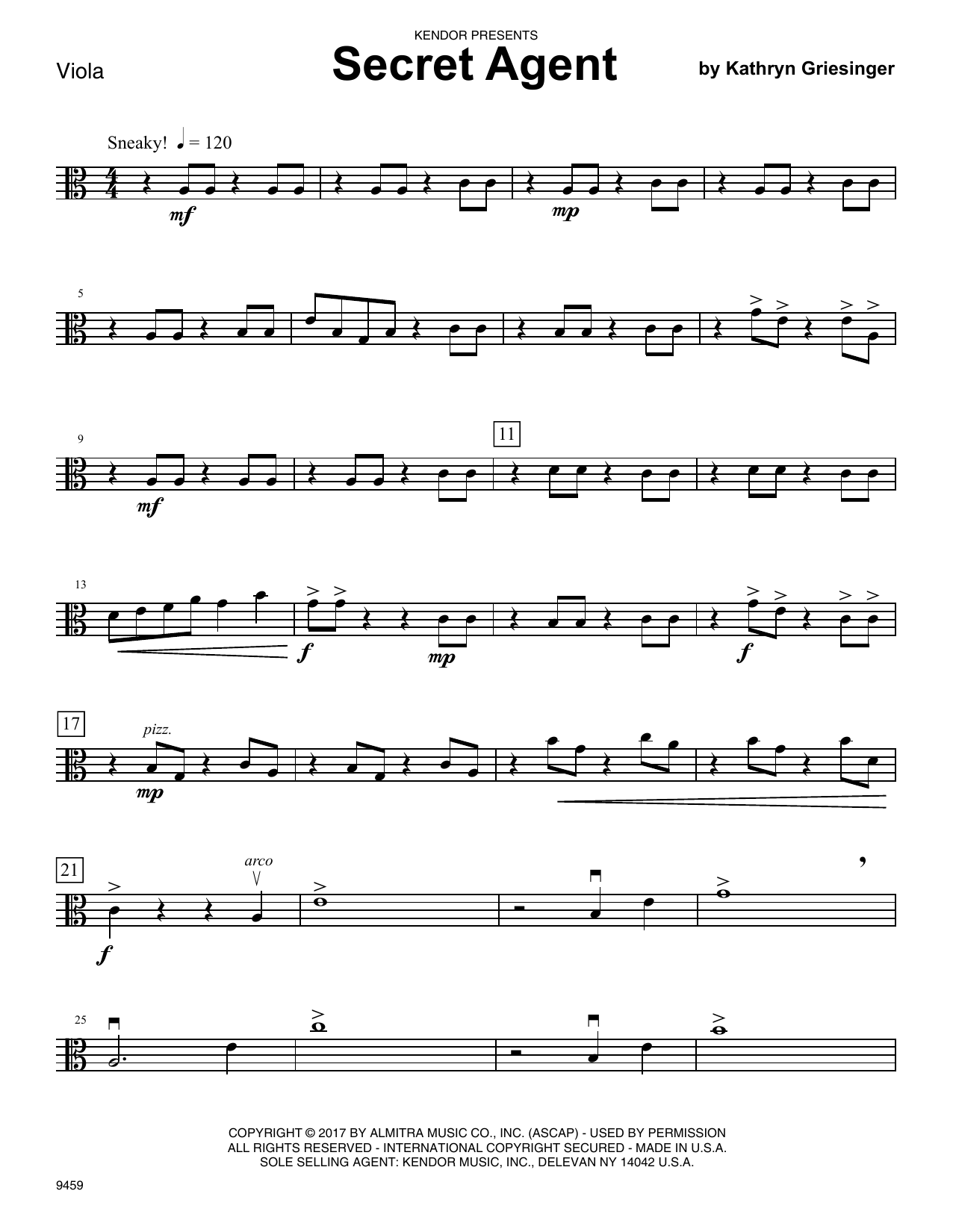 Secret Agent - Viola Sheet Music | Kathryn Griesinger | Orchestra