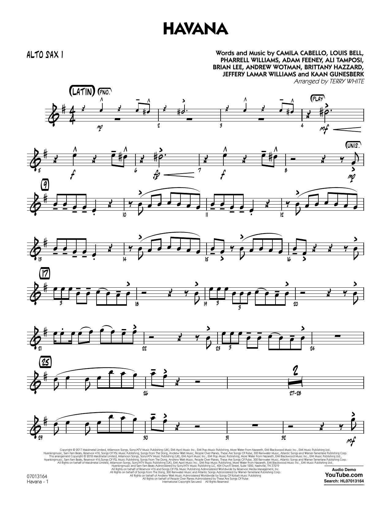 Havana Alto Sax 1 Jazz Ensemble Print Sheet Music Now Havana Alto Sax 1 Jazz Ensemble Print Sheet Music Now