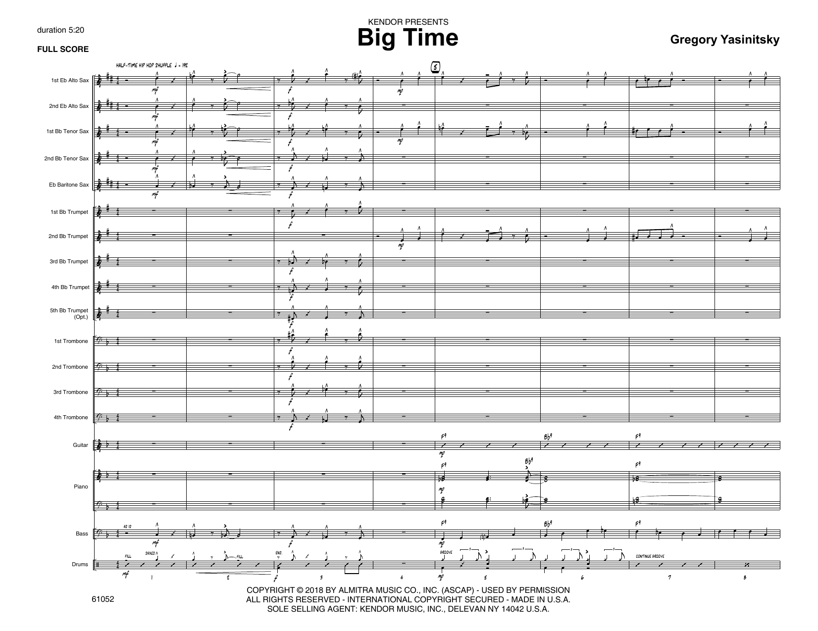 Big Time - Full Score Sheet Music | Gregory Yasinitsky | Jazz Ensemble