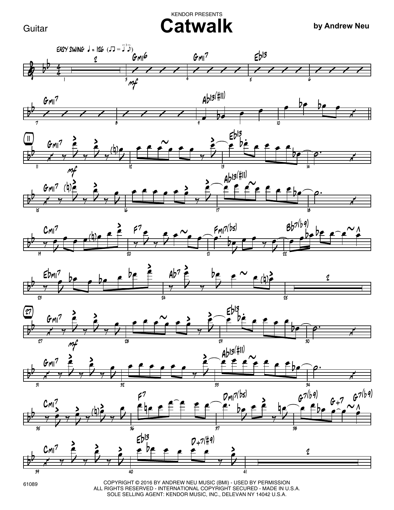 Catwalk - Guitar Sheet Music | Andrew Neu | Jazz Ensemble
