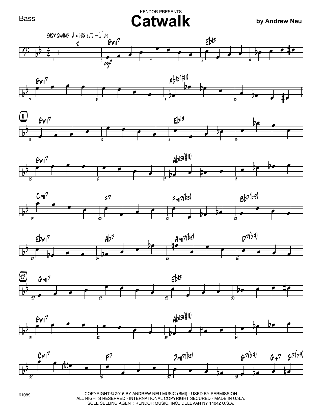 Catwalk - Bass Sheet Music | Andrew Neu | Jazz Ensemble