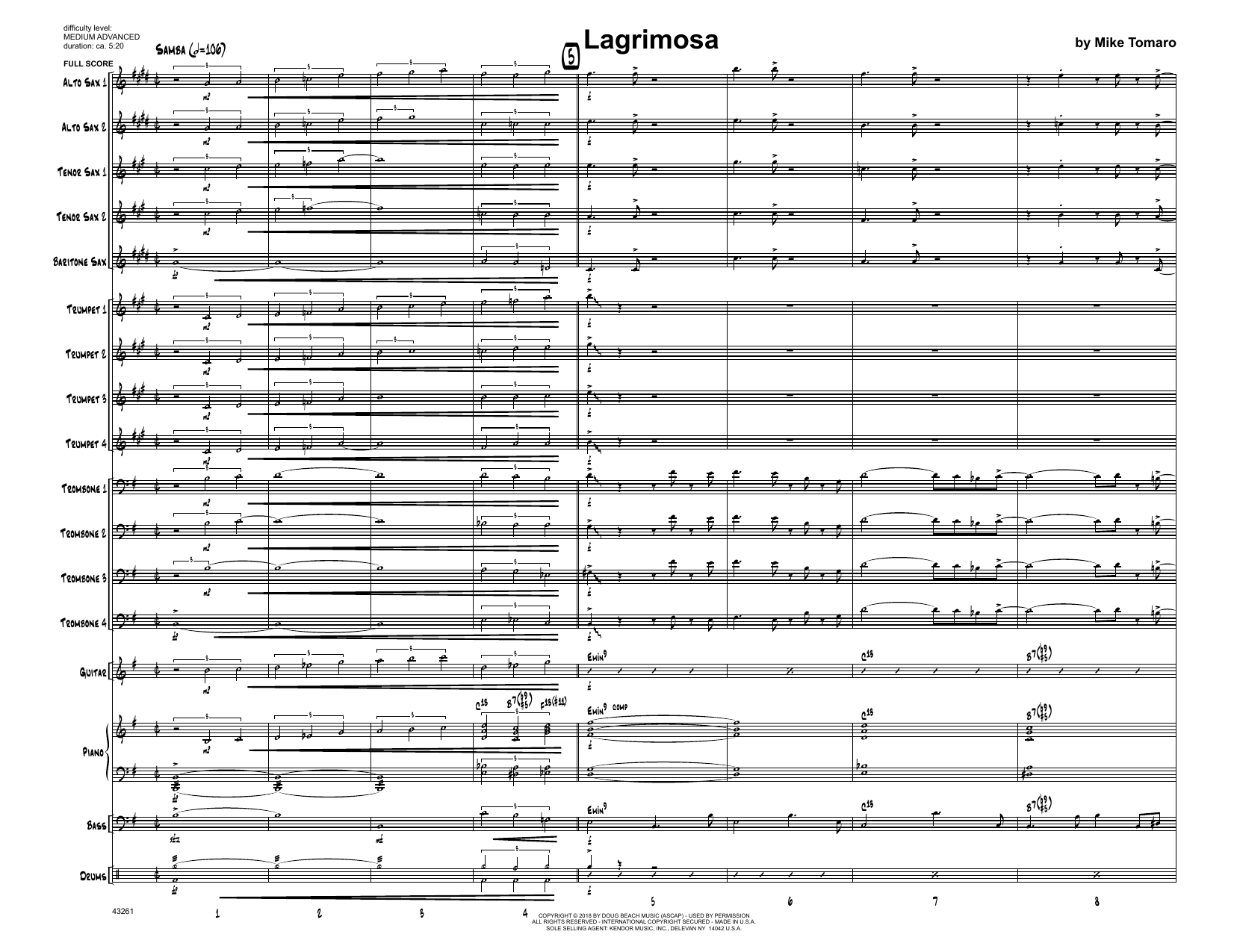 Lagrimosa - Full Score Sheet Music | Mike Tomaro | Jazz Ensemble