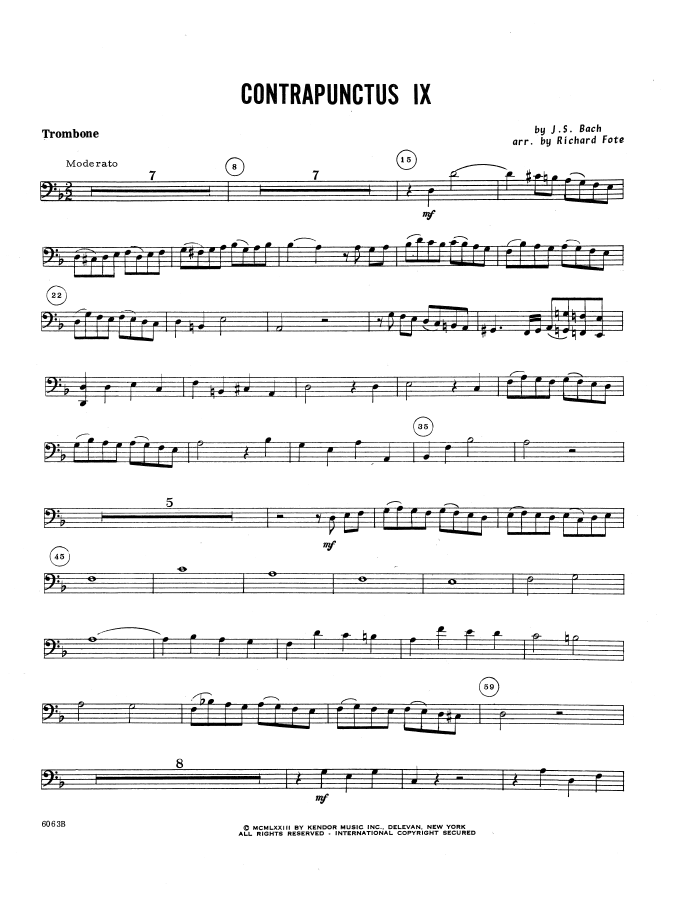 Contrapunctus IX (arr. Richard Fote) - Trombone Sheet Music | J.S. Bach ...