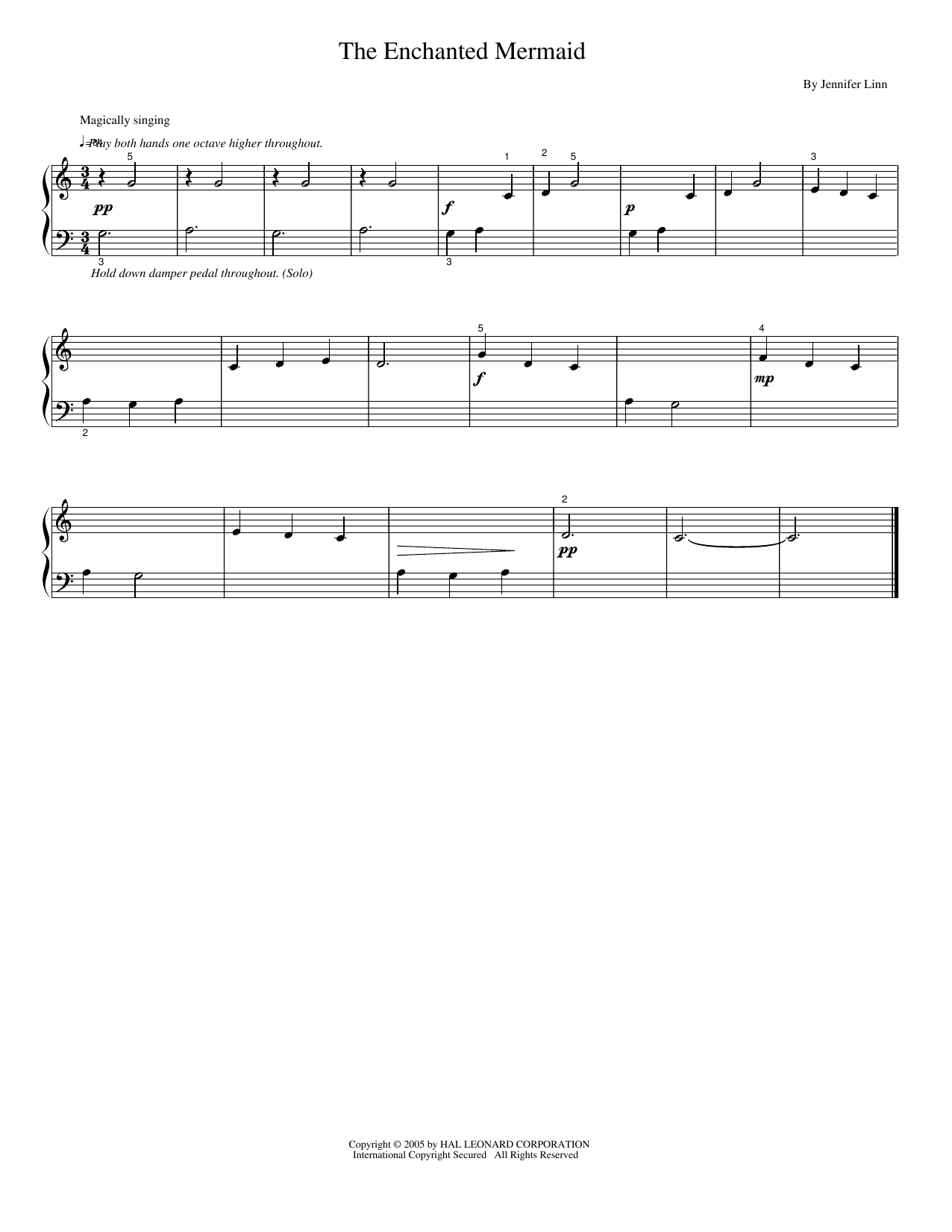 The Enchanted Mermaid Sheet Music | Jennifer Linn | Piano Solo