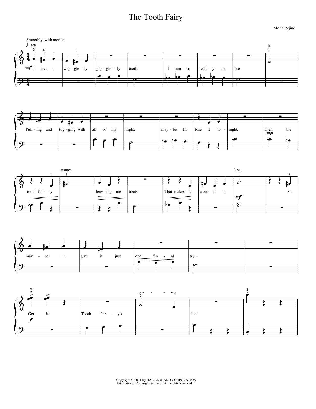 The Tooth Fairy Sheet Music | Mona Rejino | Piano Solo