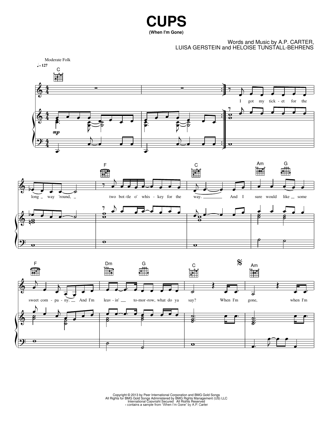 Cups (When I'm Gone) Sheet Music | Anna Kendrick | Piano, Vocal ...