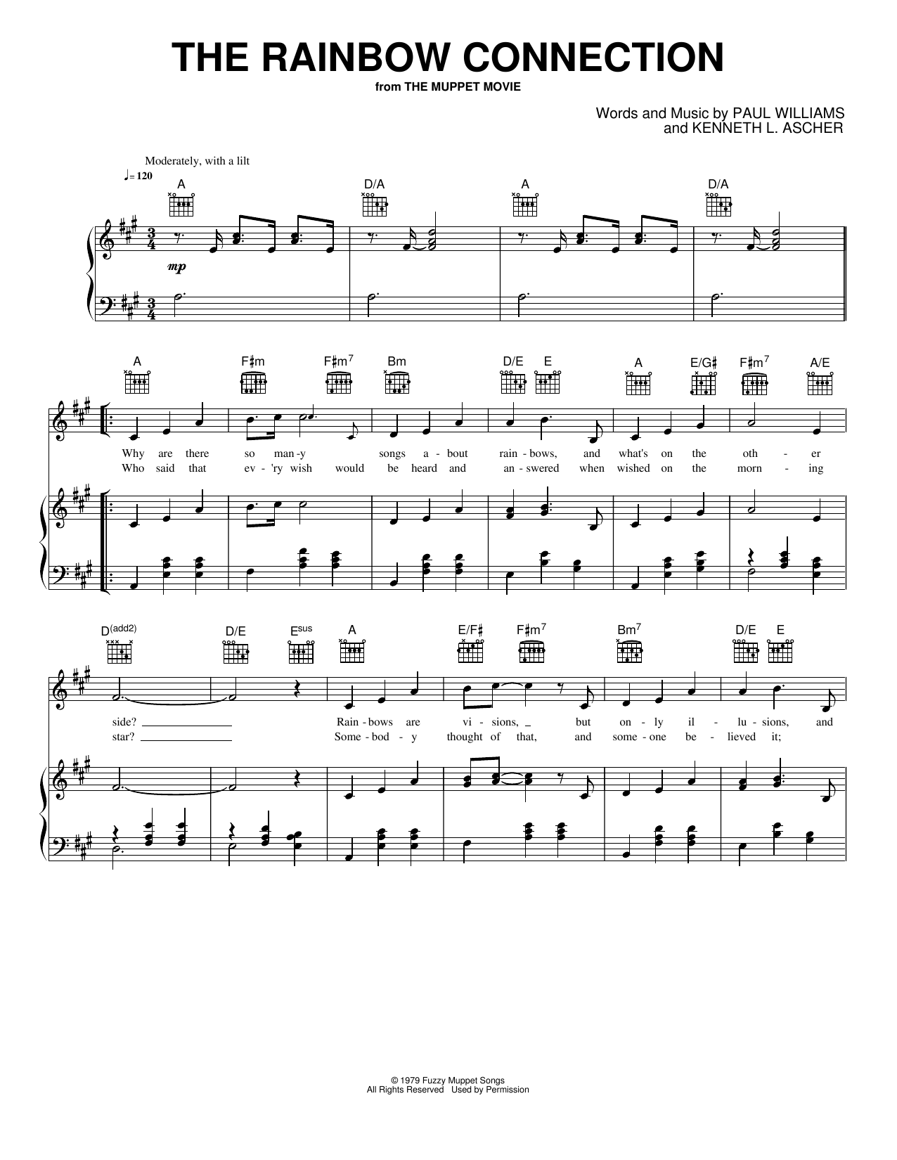 The Rainbow Connection Sheet Music | Paul Williams | Piano, Vocal ...