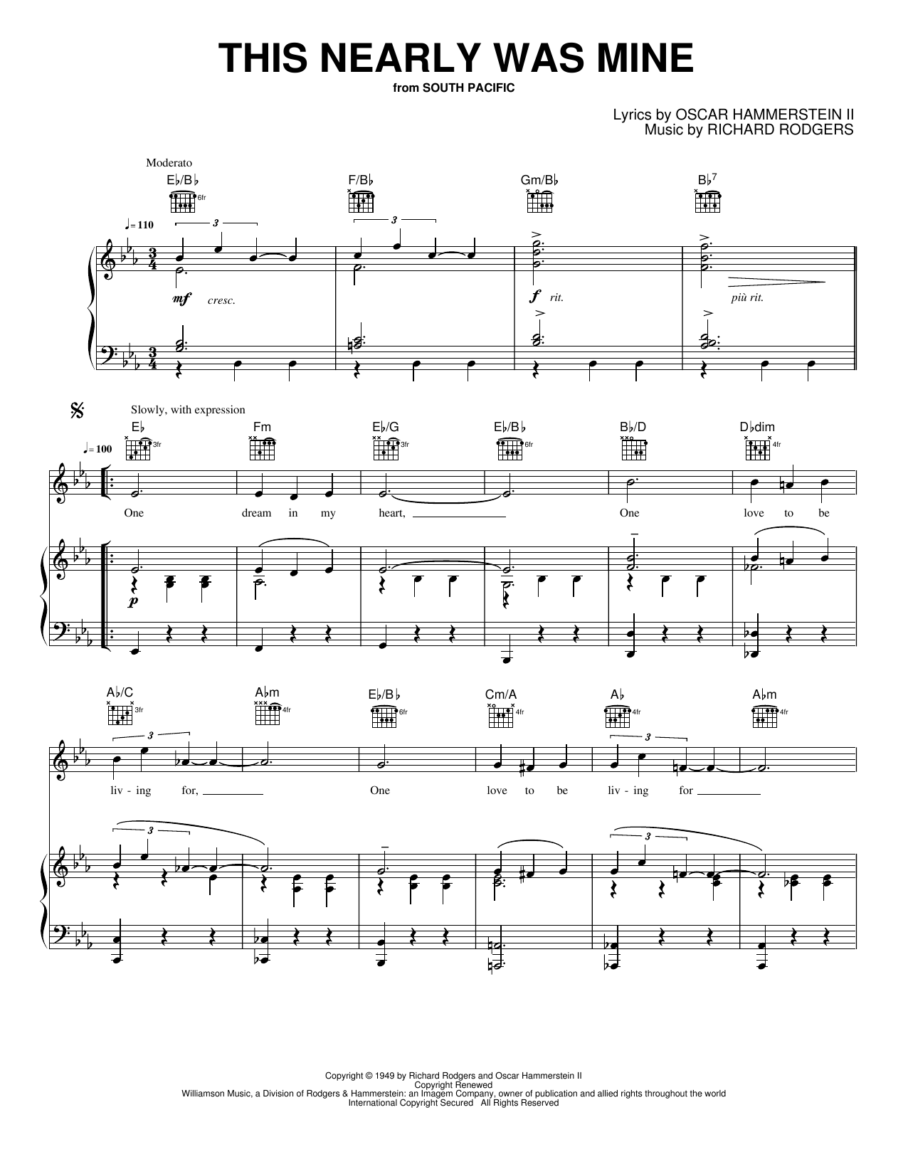 This Nearly Was Mine Sheet Music | Rodgers & Hammerstein | Piano, Vocal ...