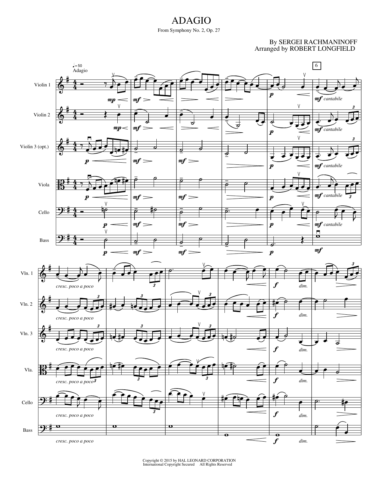 Adagio from Symphony No. 2 Sheet Music | Robert Longfield | Orchestra