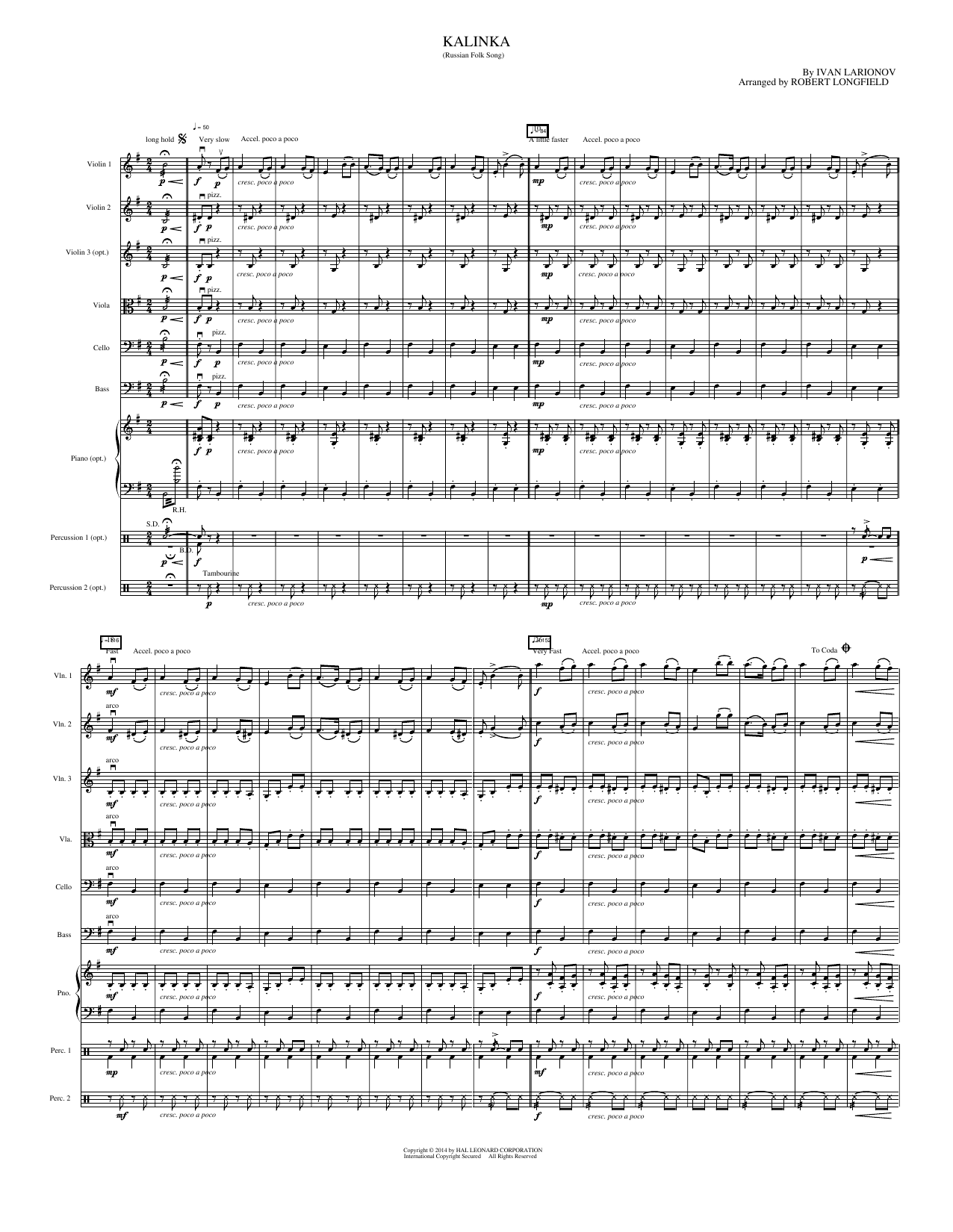 Kalinka - Full Score Sheet Music | Robert Longfield | Orchestra