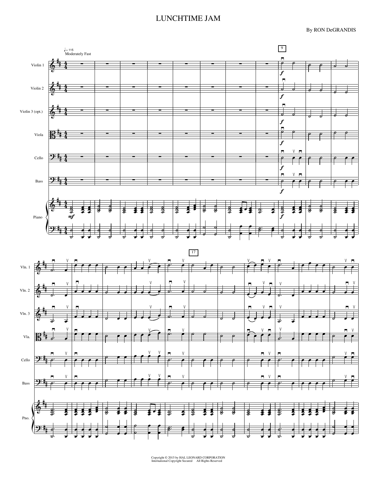 Lunchtime Jam Sheet Music | Ron DeGrandis | Orchestra