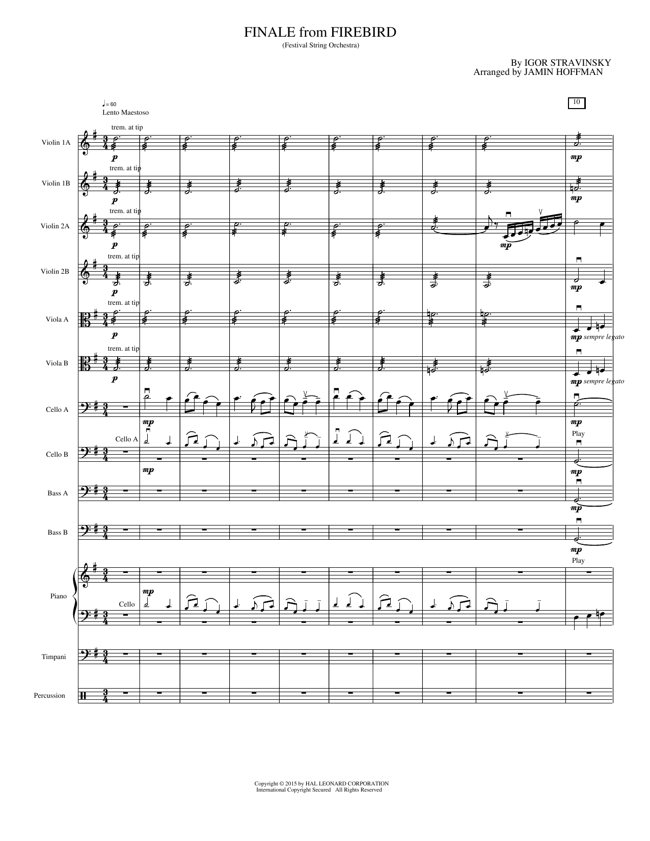 Finale from Firebird - Full Score Sheet Music | Jamin Hoffman | Orchestra