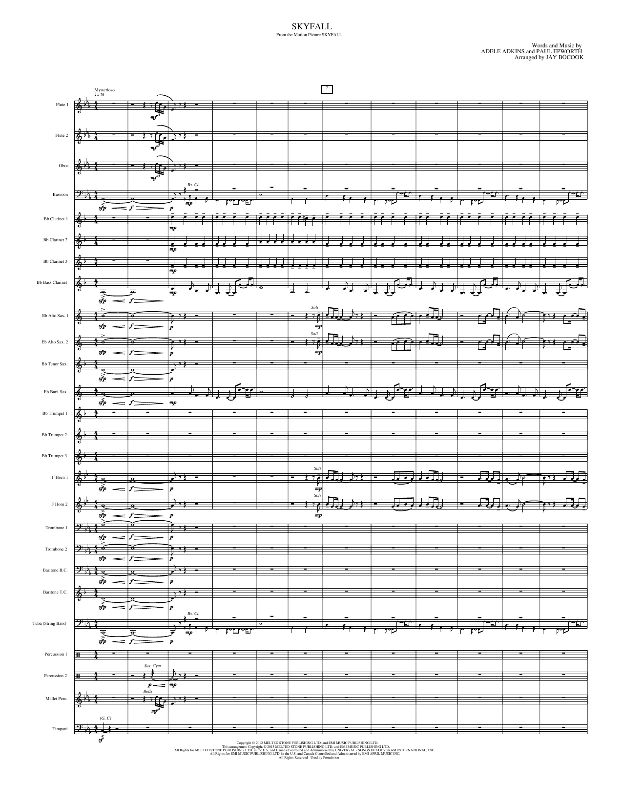 Skyfall - Full Score Sheet Music | Adele | Concert Band