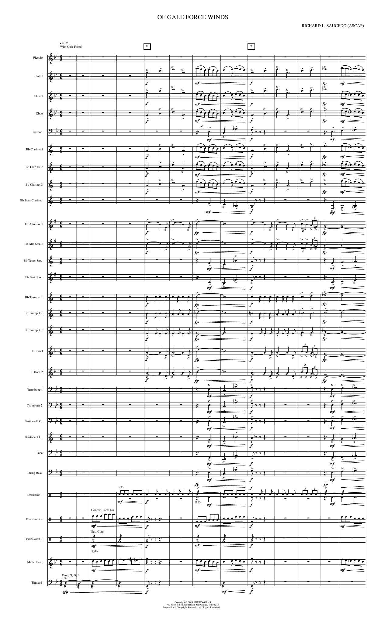Of Gale Force Winds - Full Score Sheet Music | Richard L. Saucedo ...