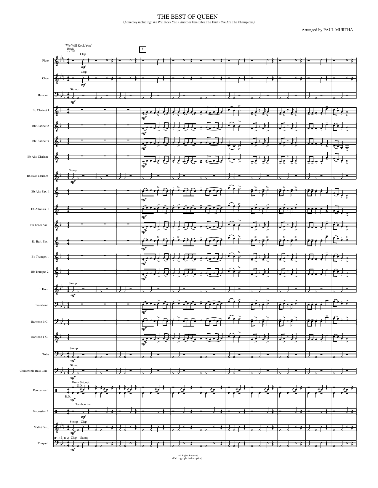 The Best of Queen - Full Score Sheet Music | Paul Murtha | Concert Band