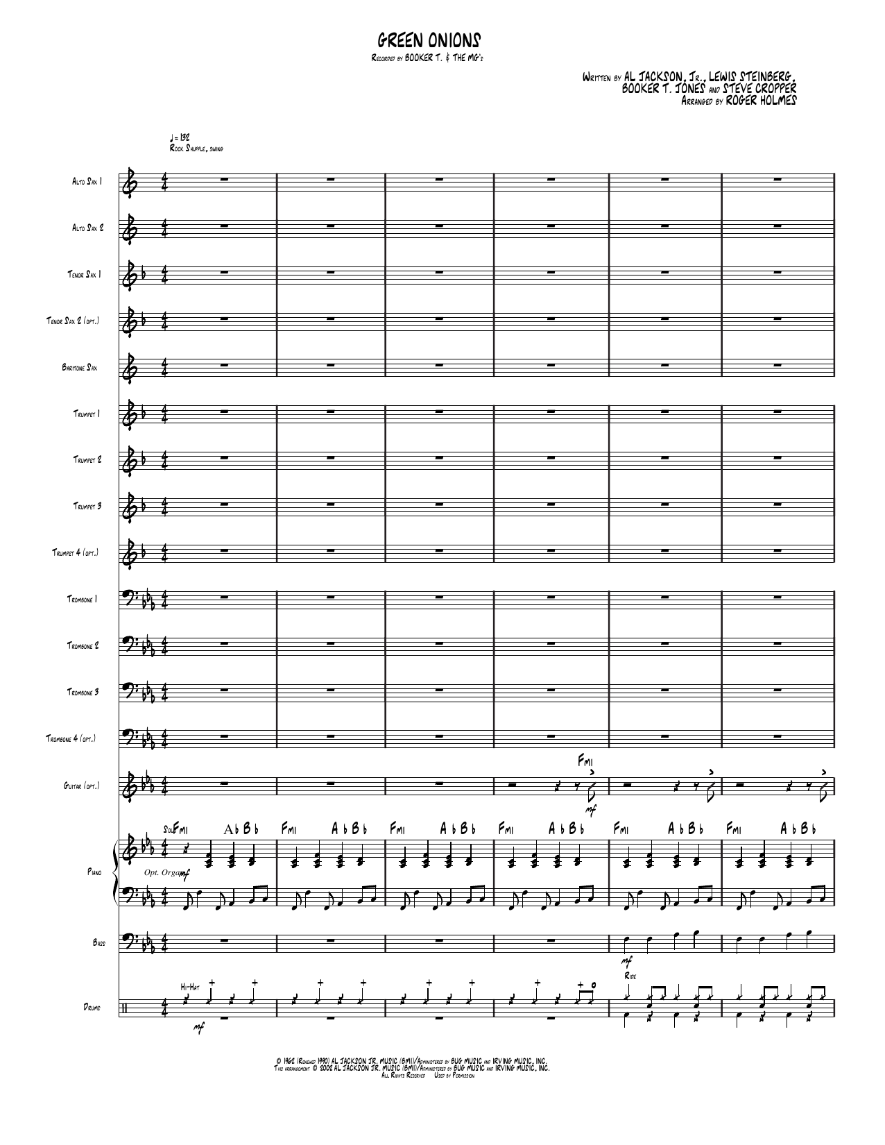 Green Onions - Full Score Sheet Music | Roger Holmes | Jazz Ensemble