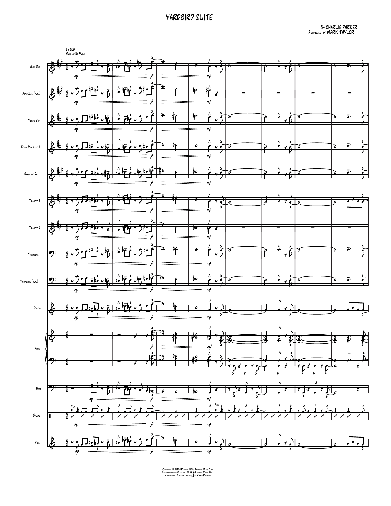 Yardbird Suite - Full Score Sheet Music | Charlie Parker | Jazz Ensemble