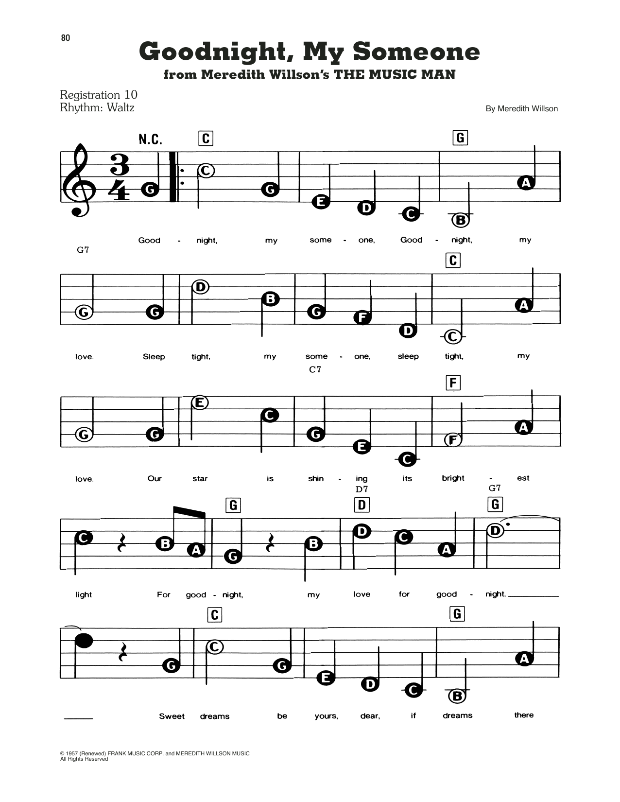Goodnight, My Someone (from The Music Man) by Meredith Willson Sheet ...