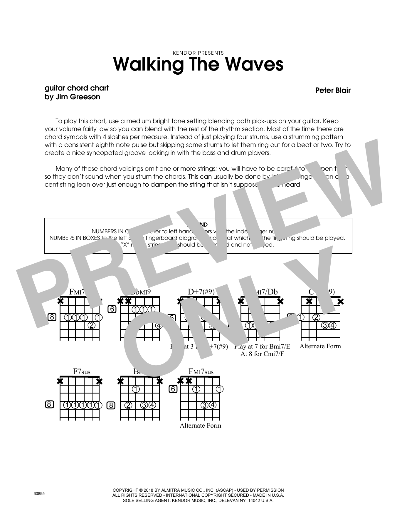Walking The Waves - Guitar Chord Chart Sheet Music | Peter Blair | Jazz ...