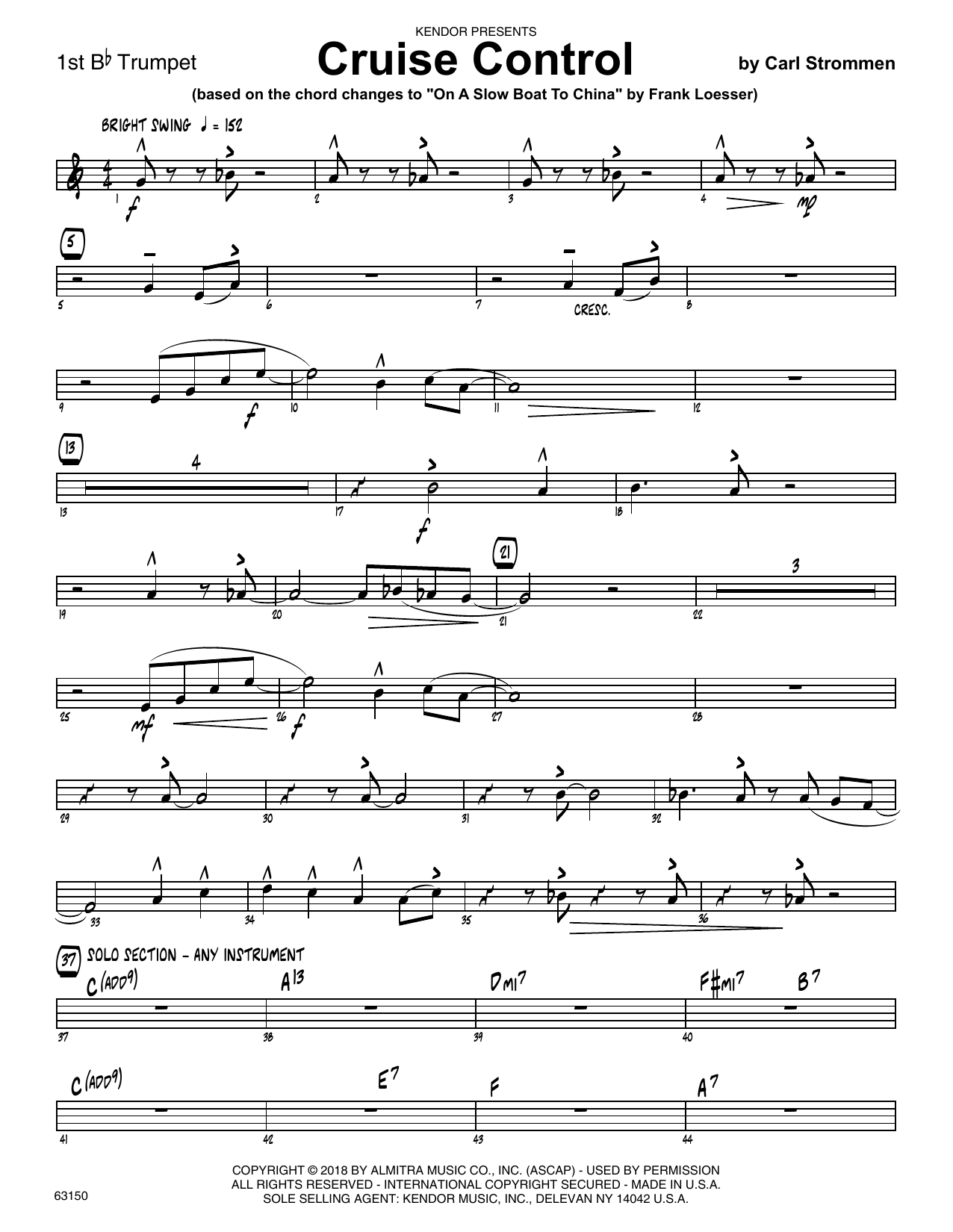 Cruise Control - 1st Bb Trumpet Sheet Music | Carl Strommen | Jazz Ensemble