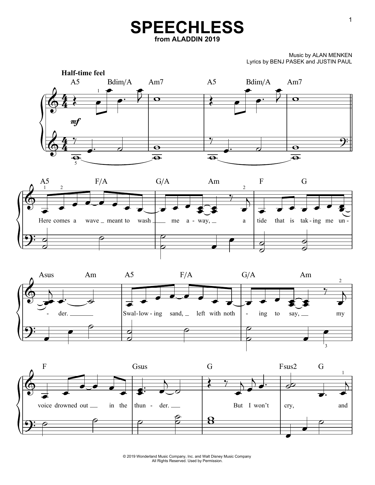 Speechless from Disney s Aladdin Sheet Music Naomi Scott Easy Piano Speechless from Disney s Aladdin Sheet Music Naomi Scott Easy Piano