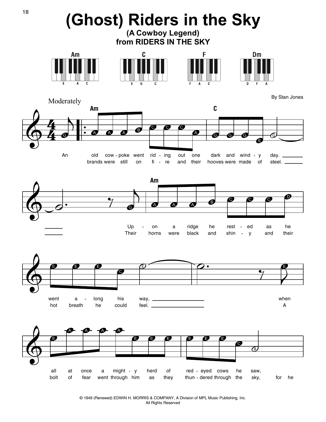 Ghost Riders In The Sky Johnny Cash Guitar Chord Chart