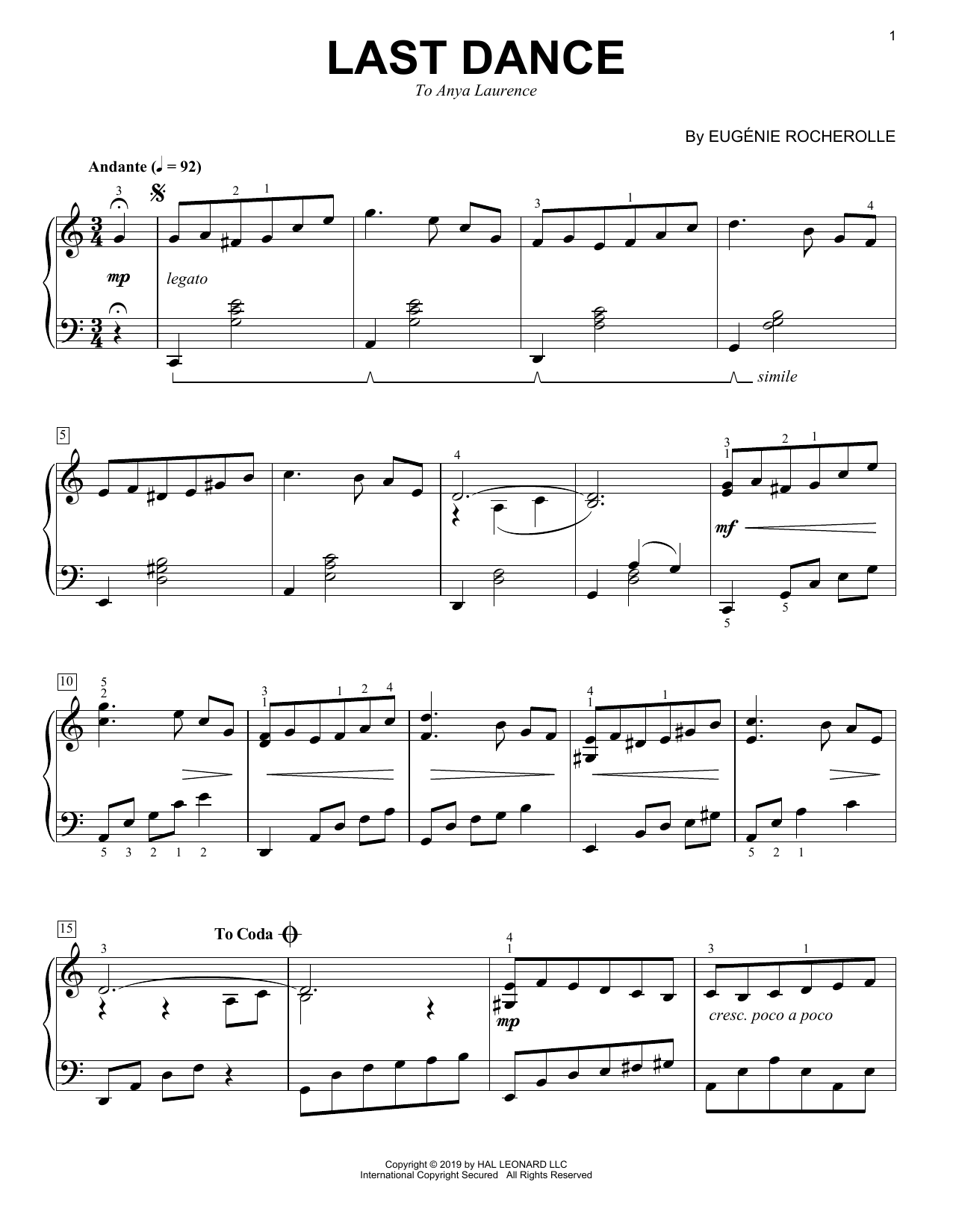 Last Dance Partitions Eug nie Rocherolle Piano Solo Last Dance Partitions Eug nie Rocherolle Piano Solo