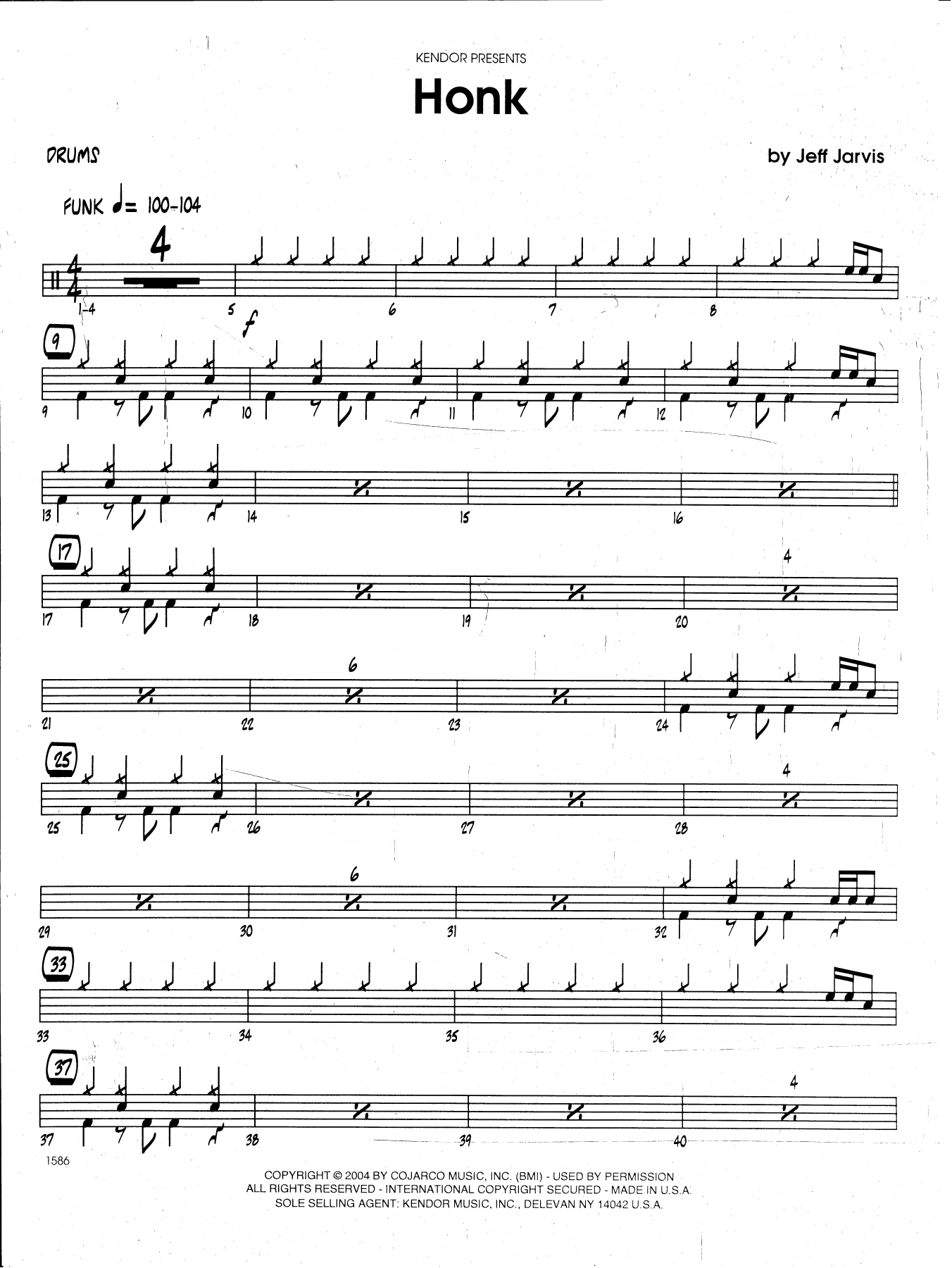 Honk - Drum Set Sheet Music | Jeff Jarvis | Jazz Ensemble