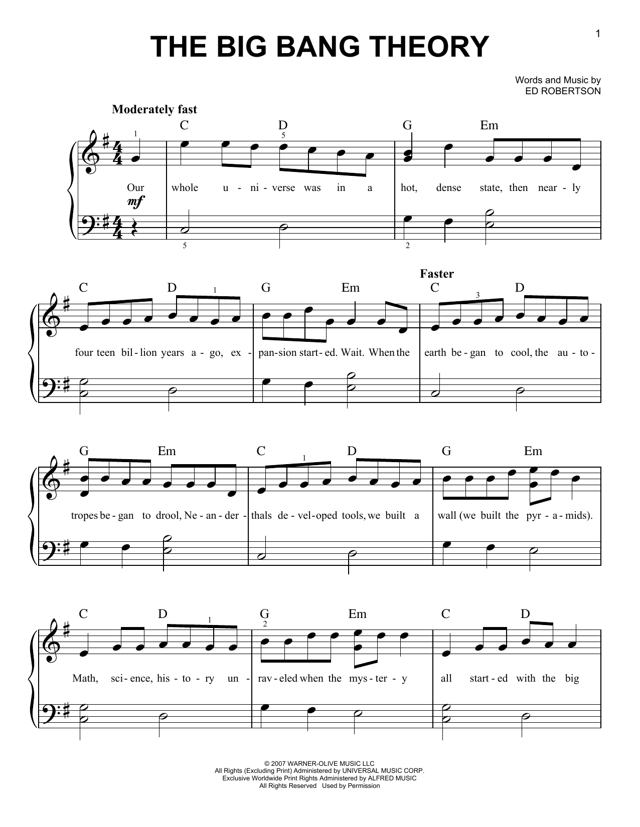 The Big Bang Theory Sheet Music Barenaked Ladies Very Easy Piano The Big Bang Theory Sheet Music Barenaked Ladies Very Easy Piano