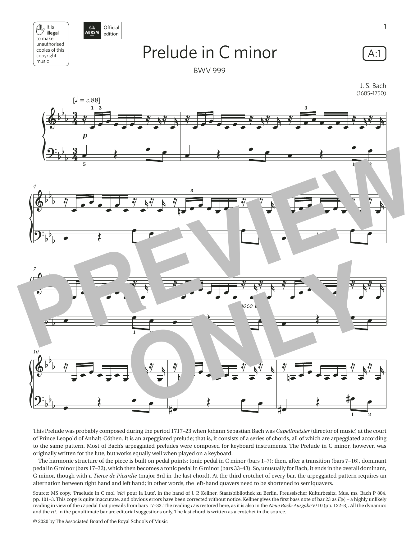 Prelude In C Minor Grade 4 List A1 From The ABRSM Piano Syllabus Prelude In C Minor Grade 4 List A1 From The ABRSM Piano Syllabus