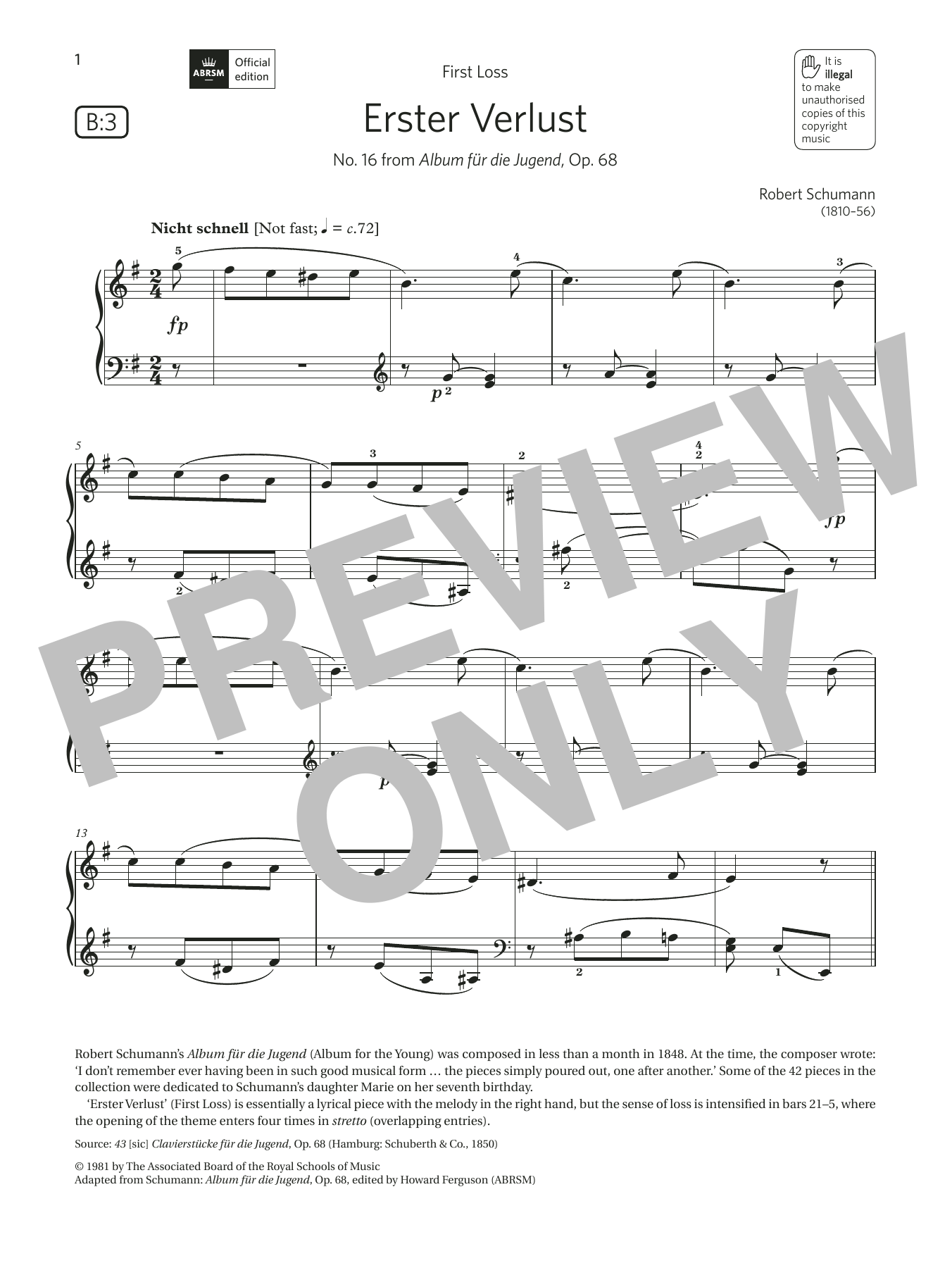 Erster Verlust Grade 4 List B3 From The ABRSM Piano Syllabus 2021 Erster Verlust Grade 4 List B3 From The ABRSM Piano Syllabus 2021