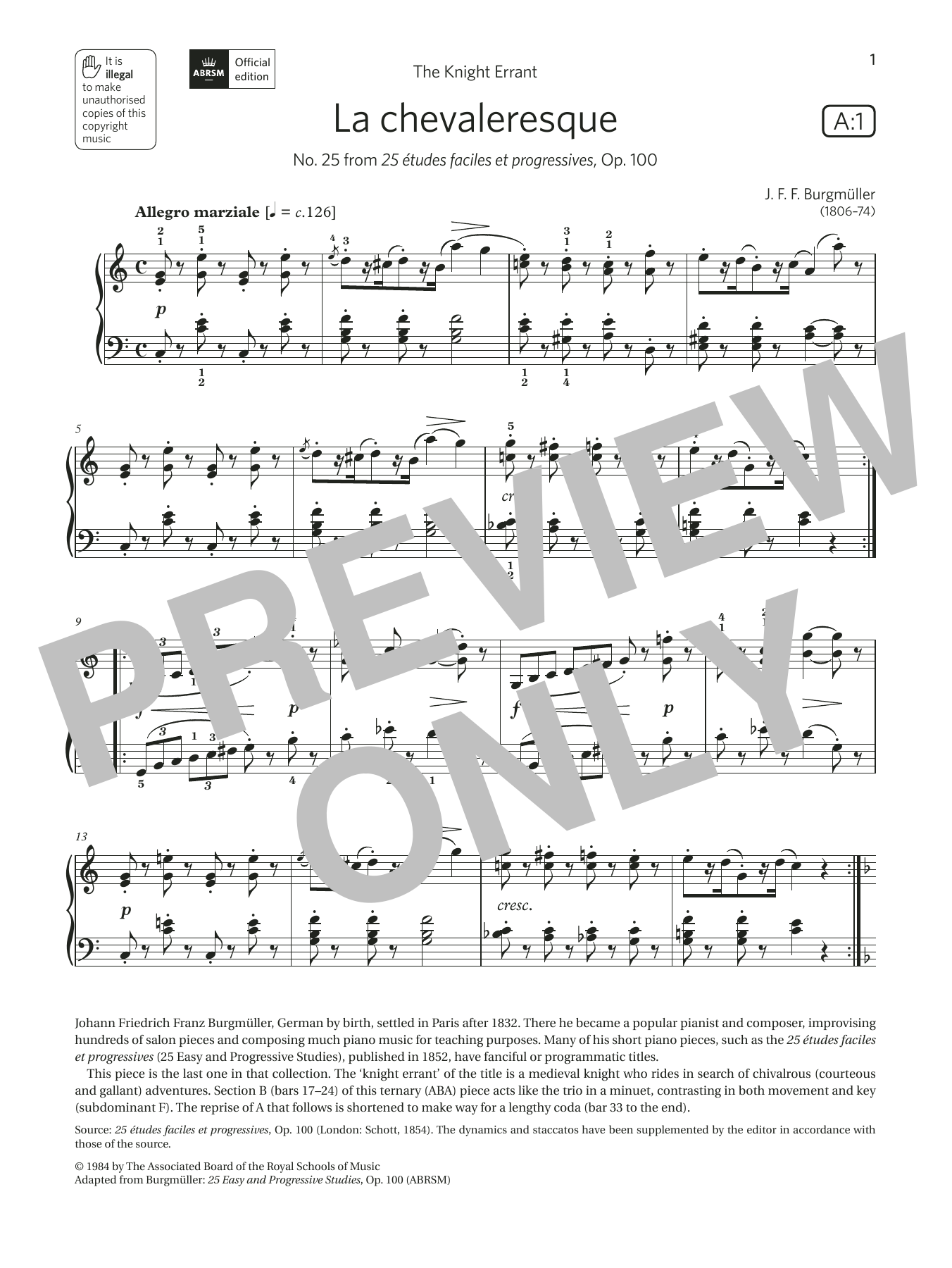 La Chevaleresque Grade 5 List A1 From The ABRSM Piano Syllabus 2021 La Chevaleresque Grade 5 List A1 From The ABRSM Piano Syllabus 2021