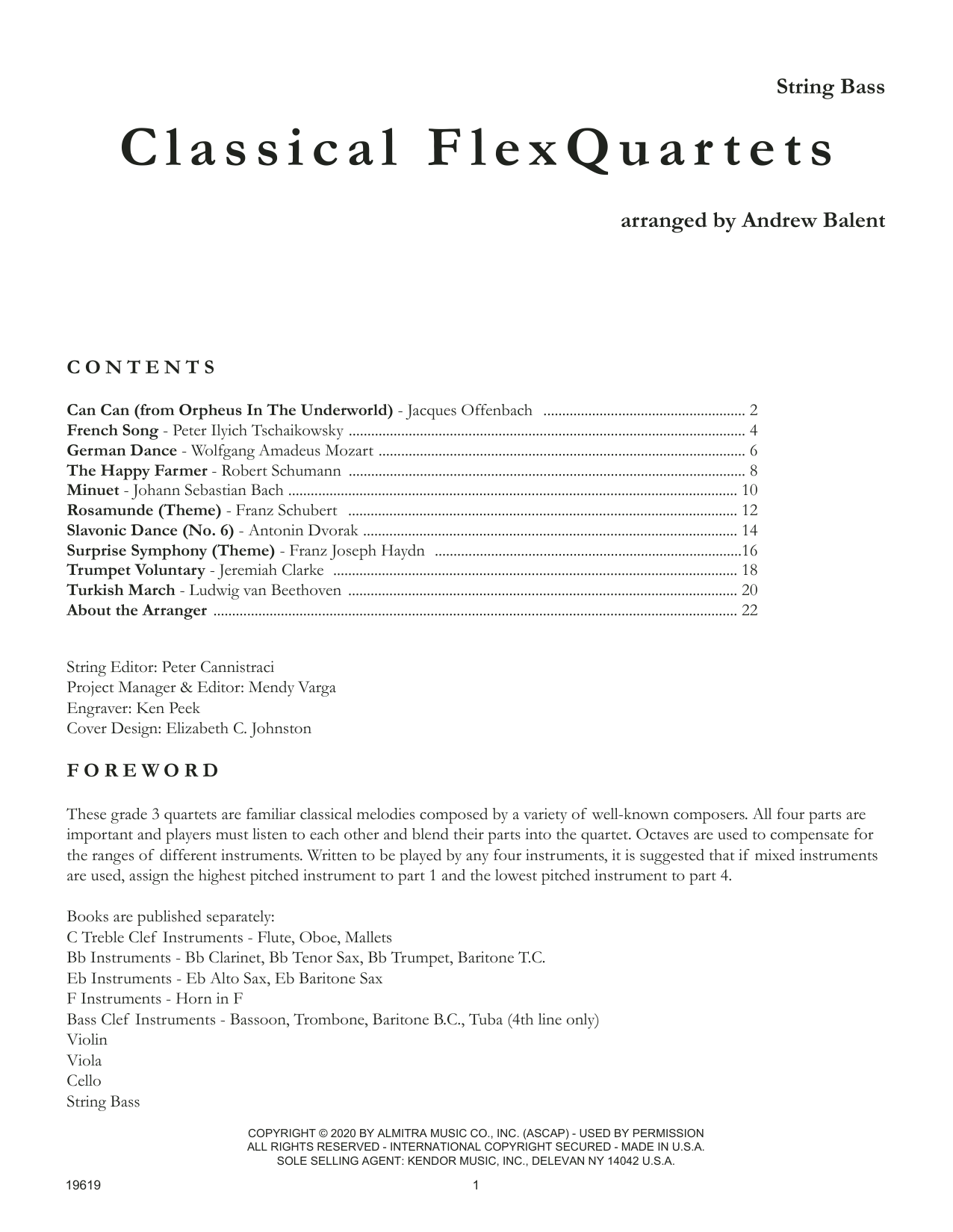 Classical Flexquartets (arr. Andrew Balent) - String Bass Sheet Music | Various | String Ensemble