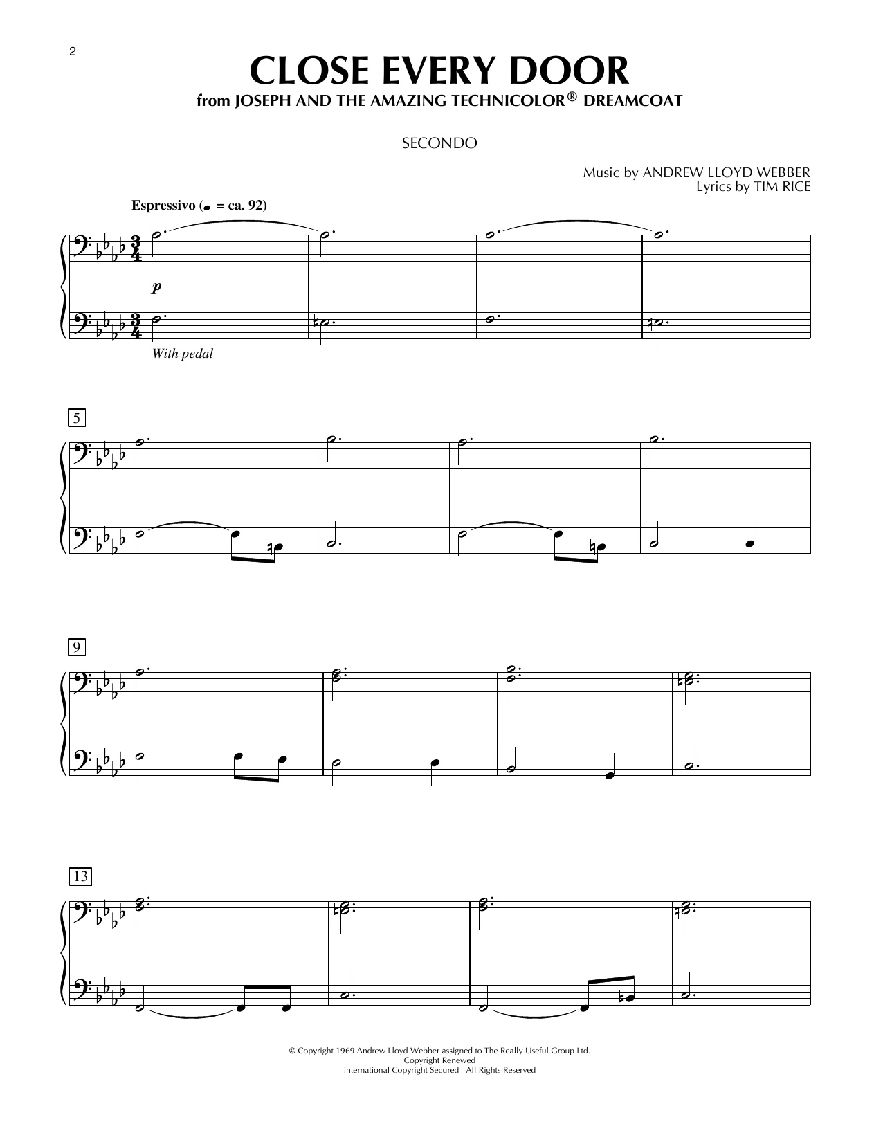 Close Every Door (from Joseph and the Amazing Technicolor Dreamcoat) by Andrew Lloyd Webber ...