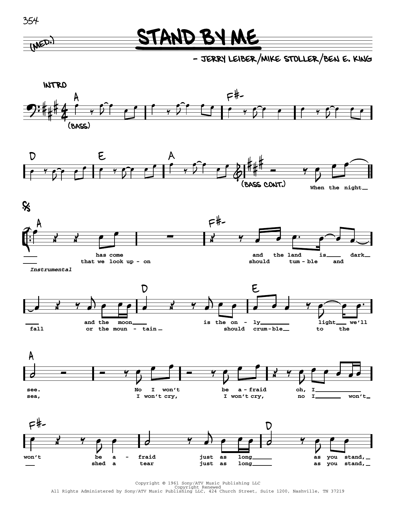 Stand By Me By Ben E King Sheet Music For Real Book Melody Chords Stand By Me By Ben E King Sheet Music For Real Book Melody Chords