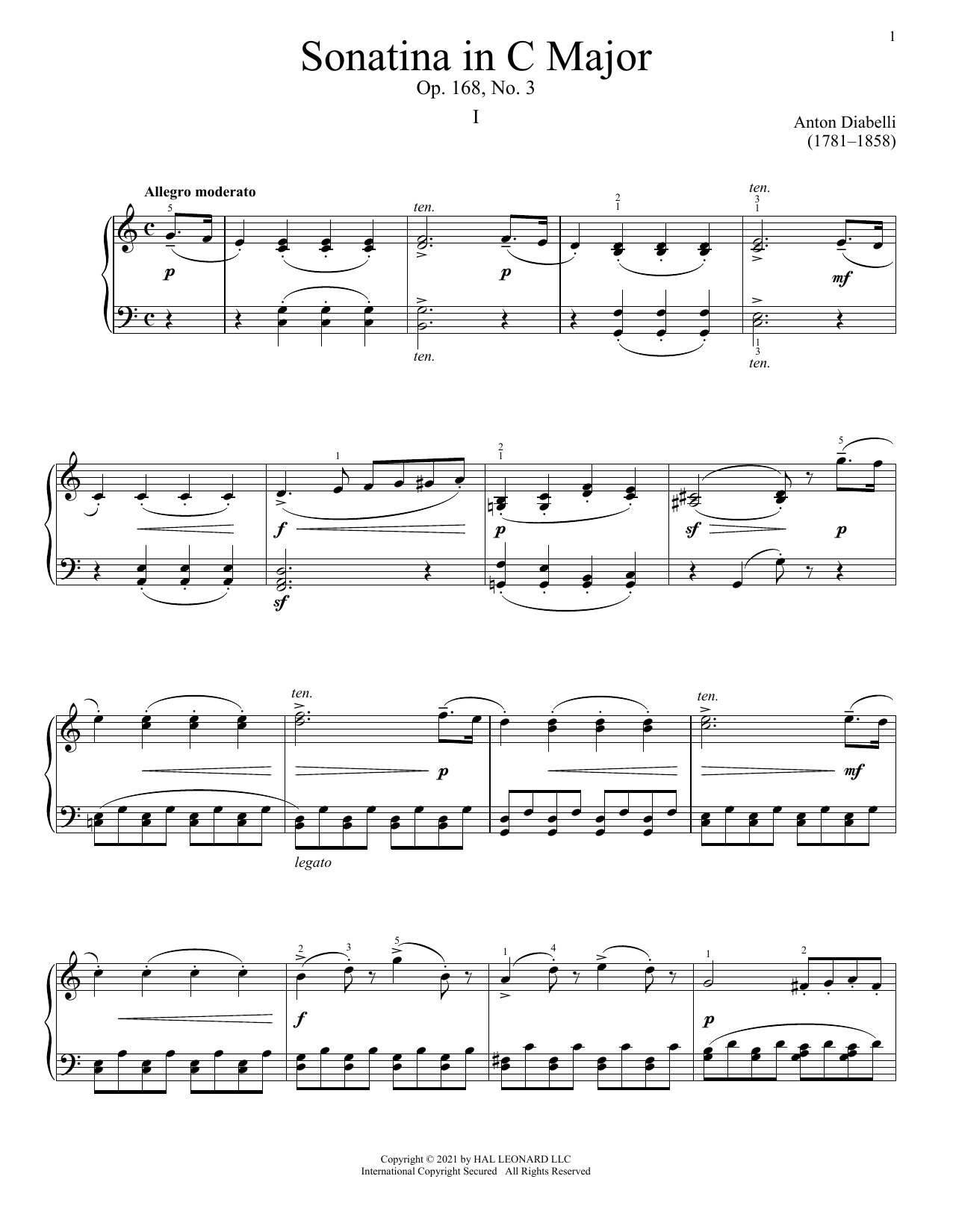 Sonatina In C Major Op 168 No 3 By Anton Diabelli Sheet Music For Sonatina In C Major Op 168 No 3 By Anton Diabelli Sheet Music For