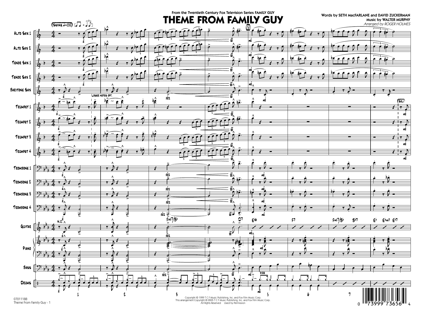 Theme From Family Guy arr Roger Holmes Conductor Score Full Score Theme From Family Guy arr Roger Holmes Conductor Score Full Score