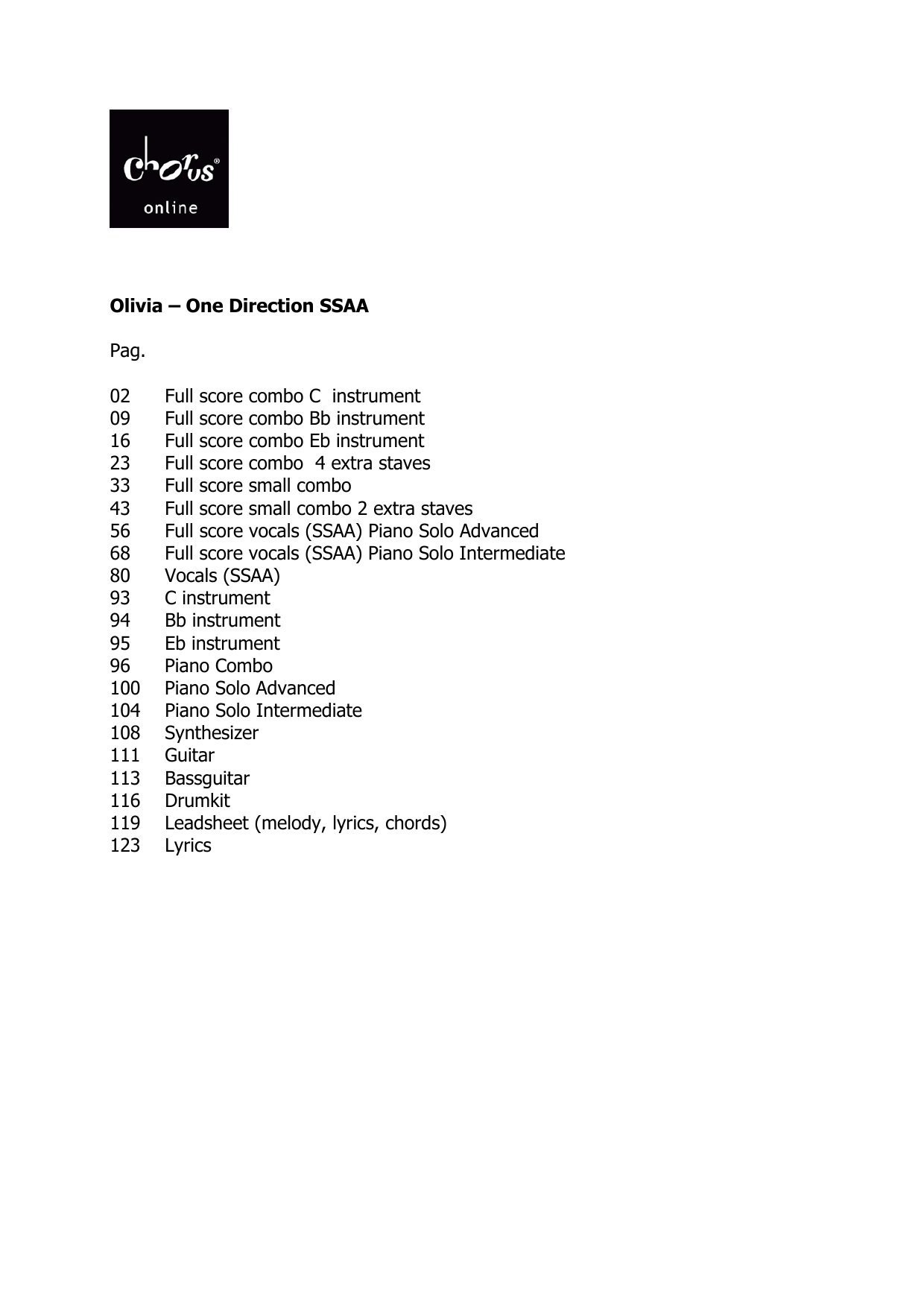 Olivia (arr. Christian Blaha) Sheet Music | One Direction | SSAA Choir
