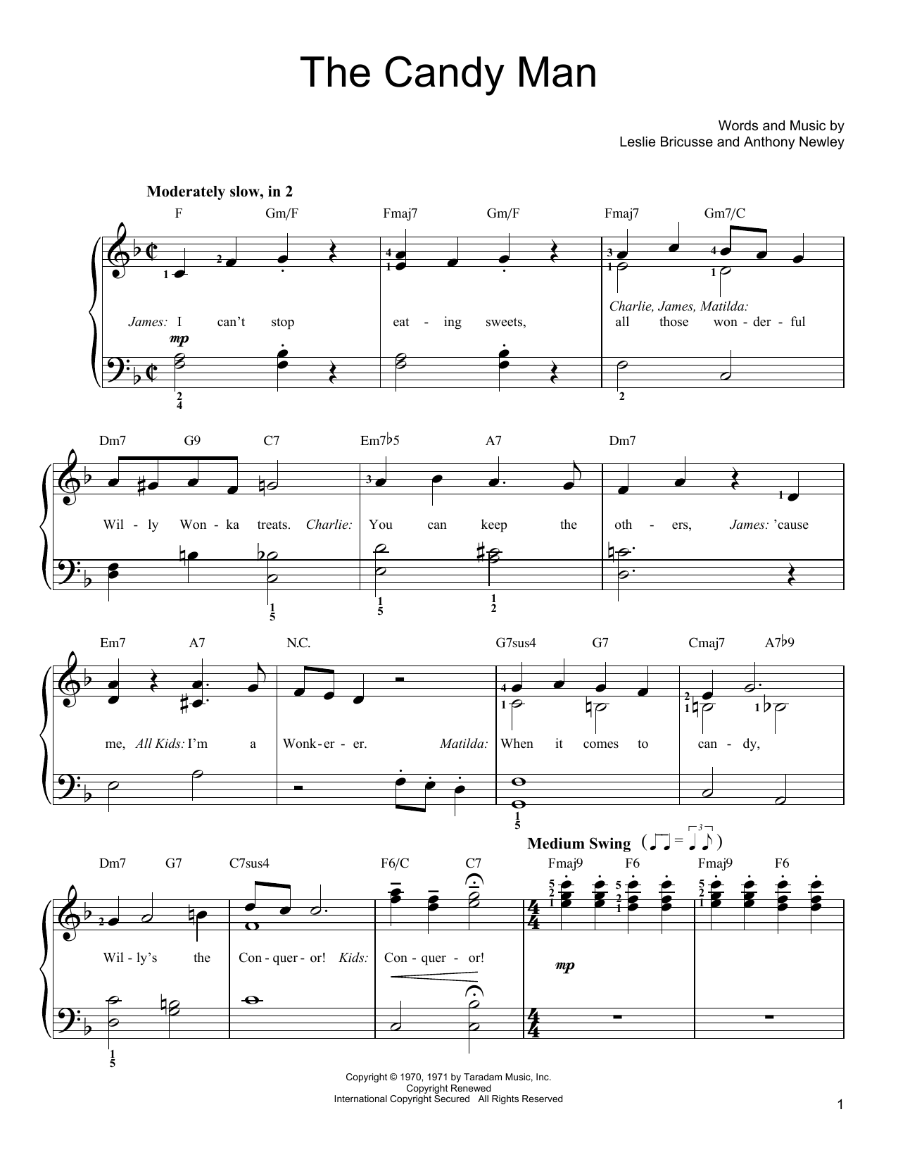 The Candy Man from Willy Wonka And The Chocolate Factory Sheet Music The Candy Man from Willy Wonka And The Chocolate Factory Sheet Music