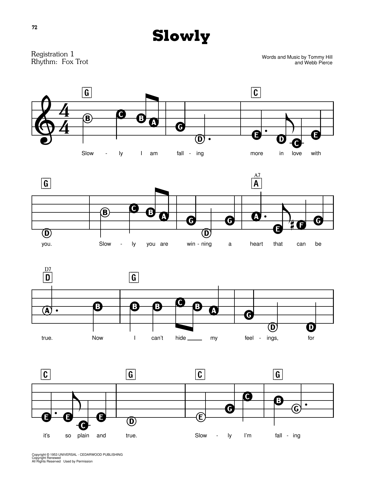 Slowly Sheet Music Webb Pierce E Z Play Today Slowly Sheet Music Webb Pierce E Z Play Today