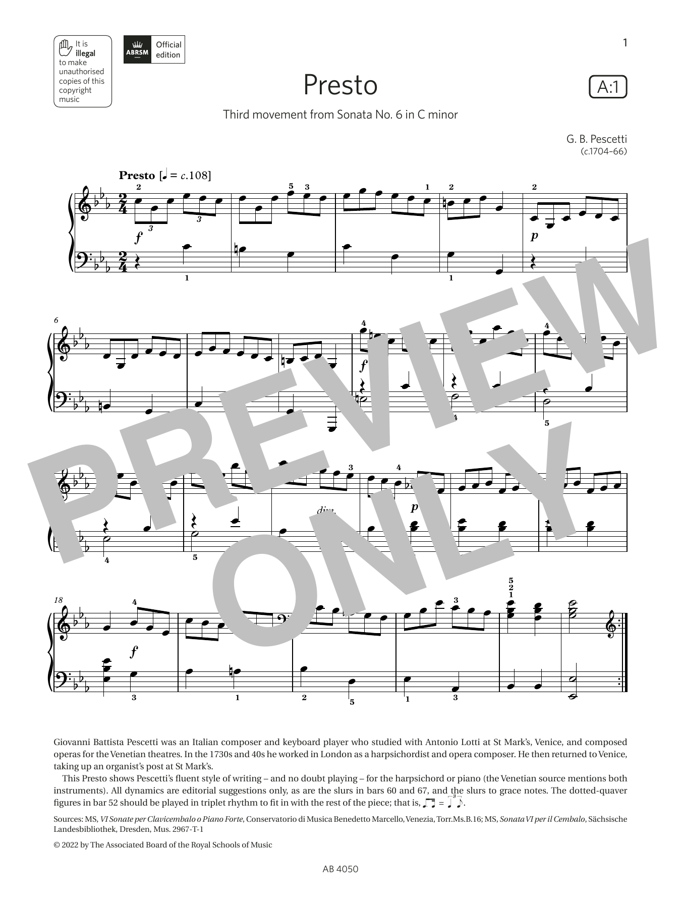 Presto Grade 4 List A1 From The ABRSM Piano Syllabus 2023 2024 By