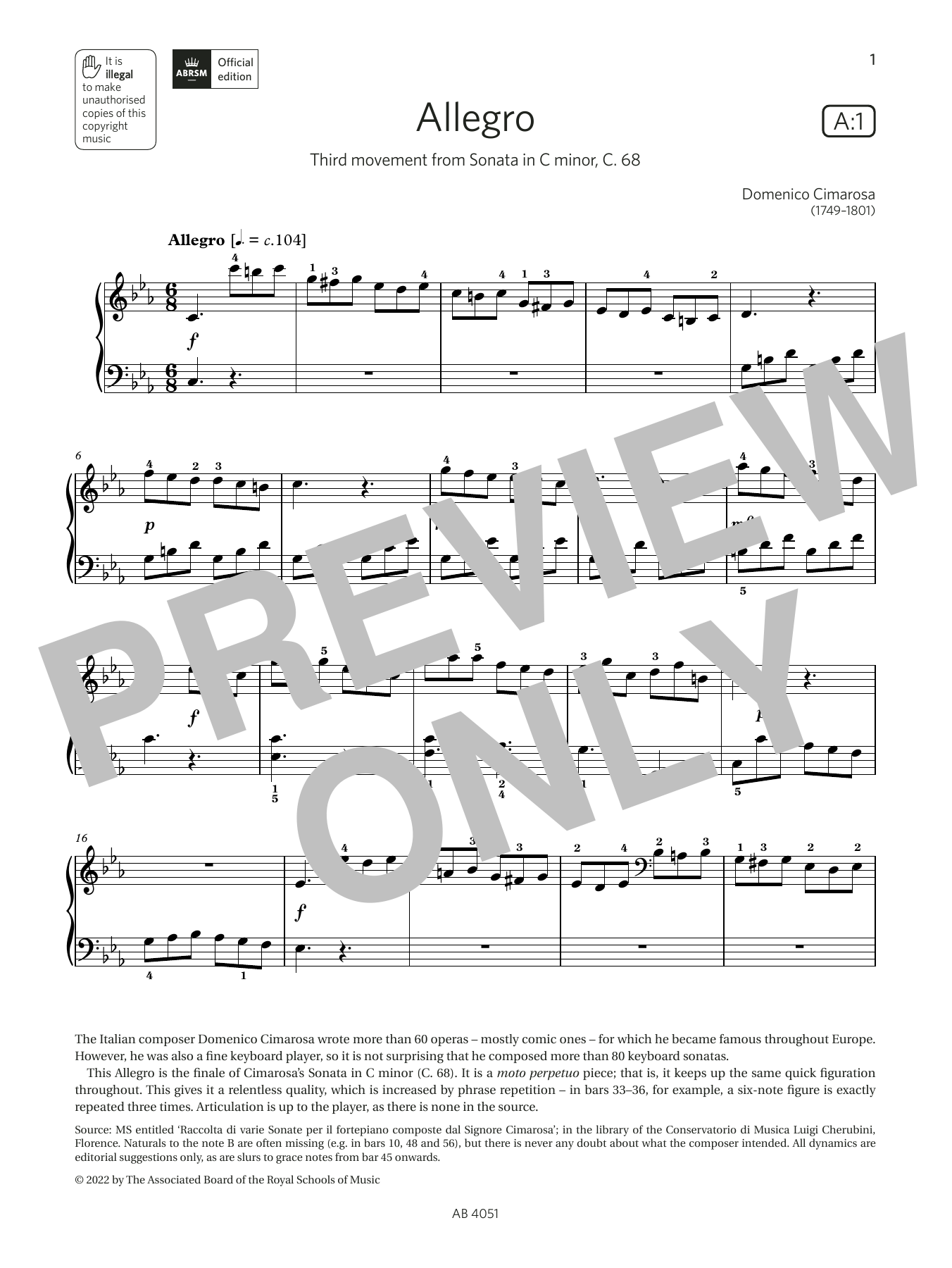 Allegro Grade 5 List A1 From The ABRSM Piano Syllabus 2023 2024