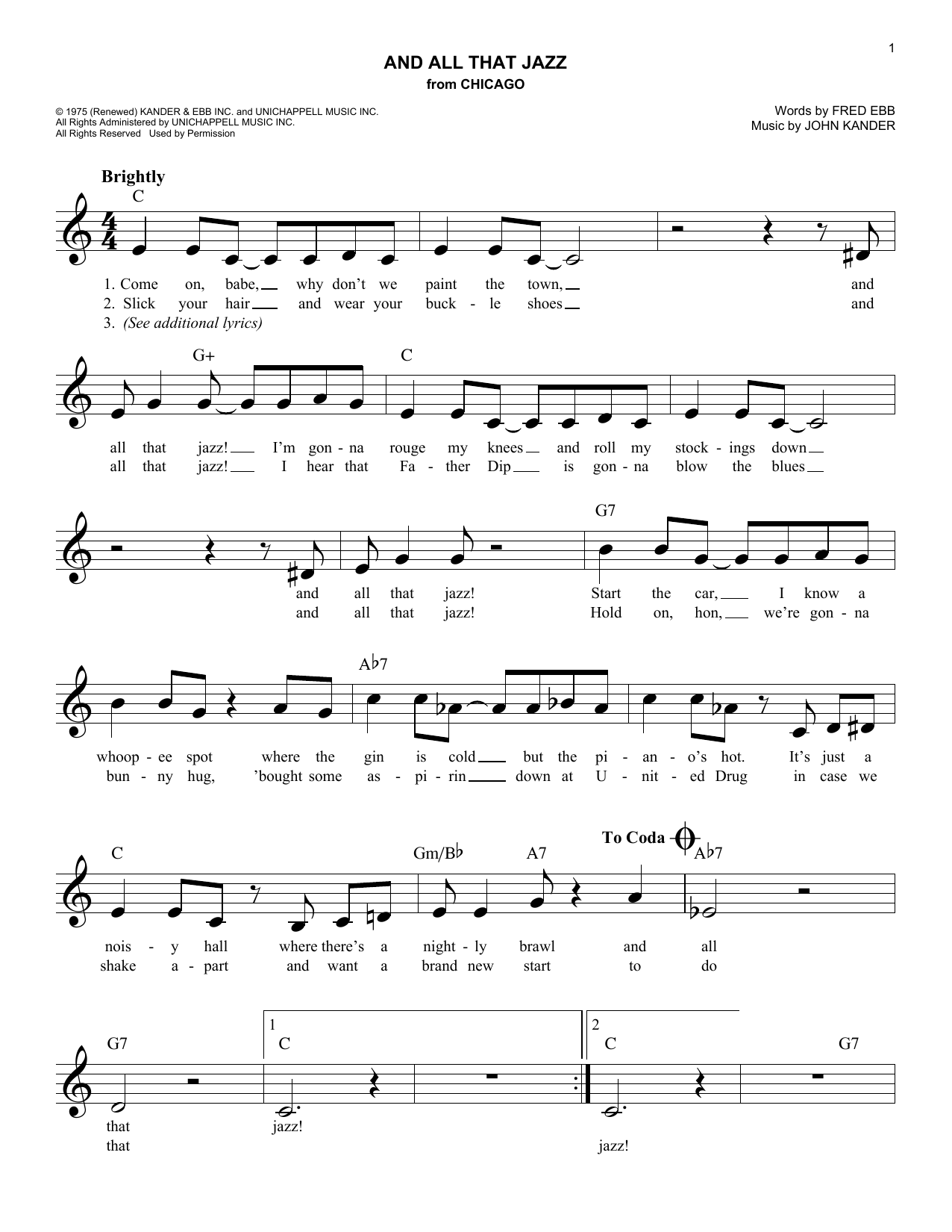 And All That Jazz Sheet Music Fred Ebb Easy Lead Sheet Fake Book And All That Jazz Sheet Music Fred Ebb Easy Lead Sheet Fake Book