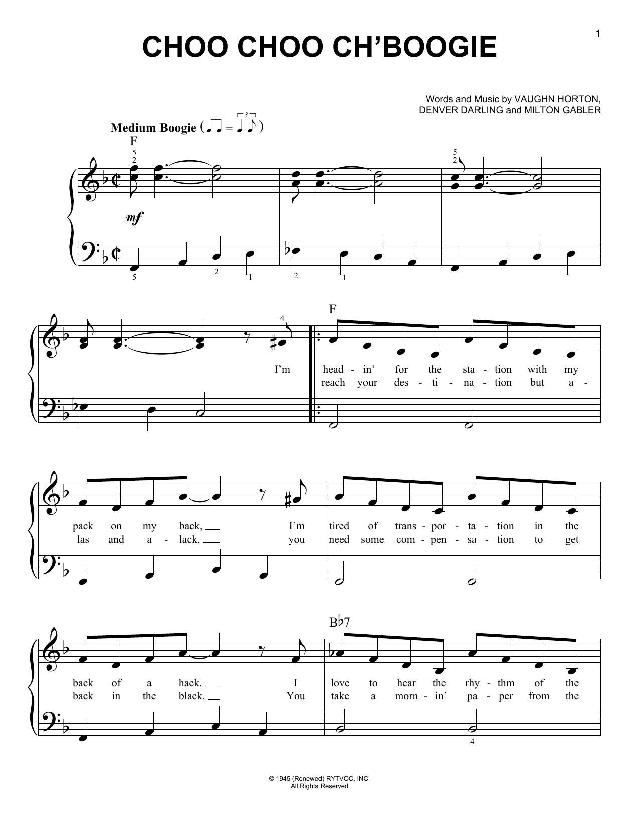 Choo Choo Ch Boogie By Bill Haley Sheet Music For Very Easy Piano At Choo Choo Ch Boogie By Bill Haley Sheet Music For Very Easy Piano At
