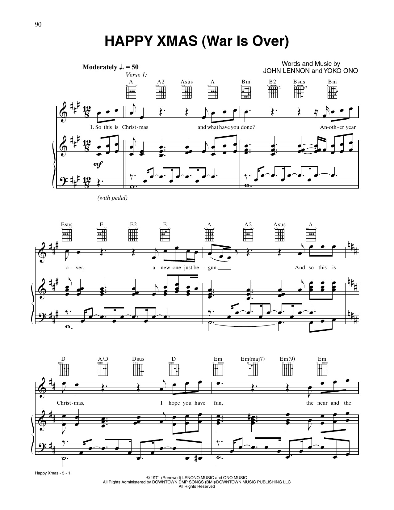 Happy Xmas War Is Over By John Lennon Sheet Music For Piano Vocal Happy Xmas War Is Over By John Lennon Sheet Music For Piano Vocal