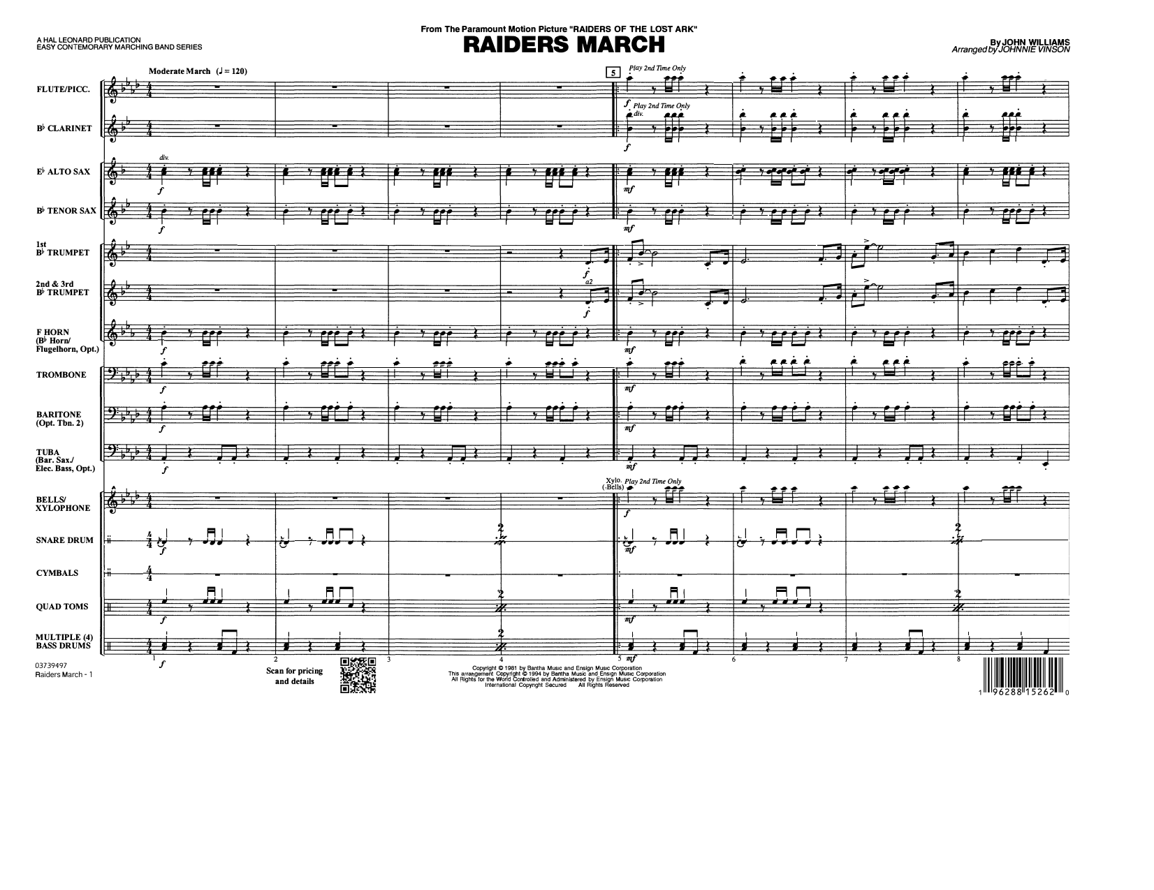 Raiders March (from Indiana Jones) (arr. Johnnie Vinson) by John ...